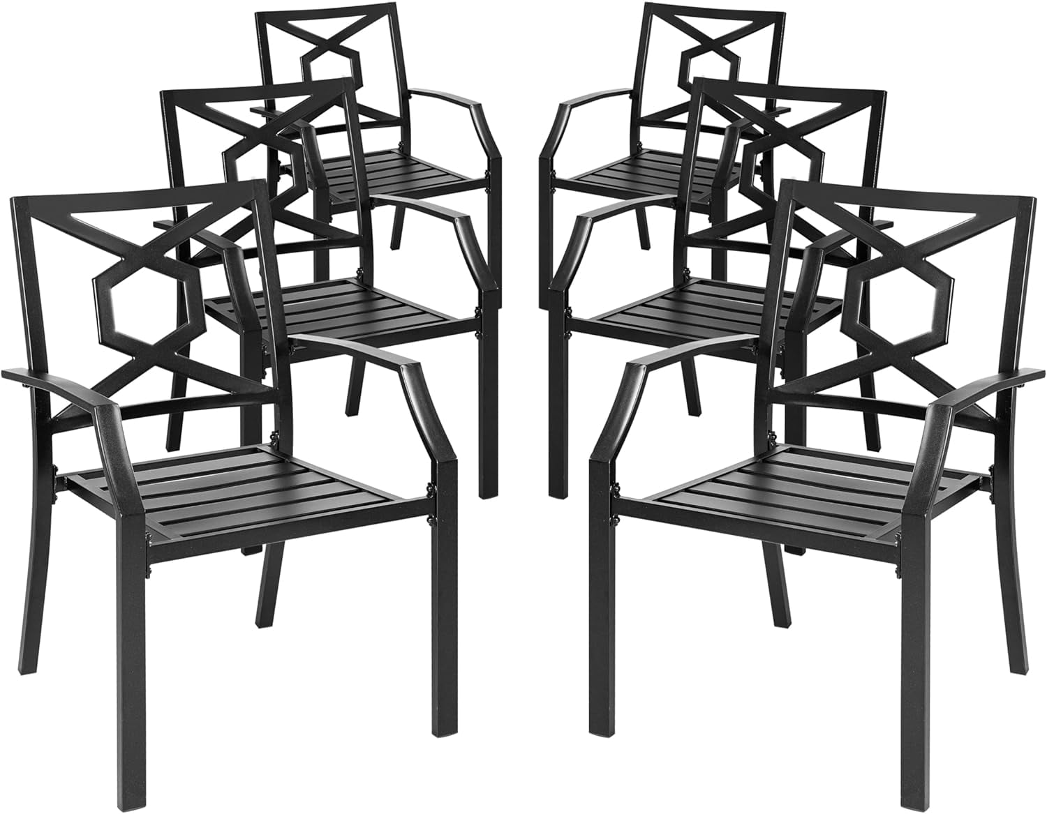 Zengpin Patio Dining Chairs Set of 4, 300Lbs Stackable Outdoor Dining ...