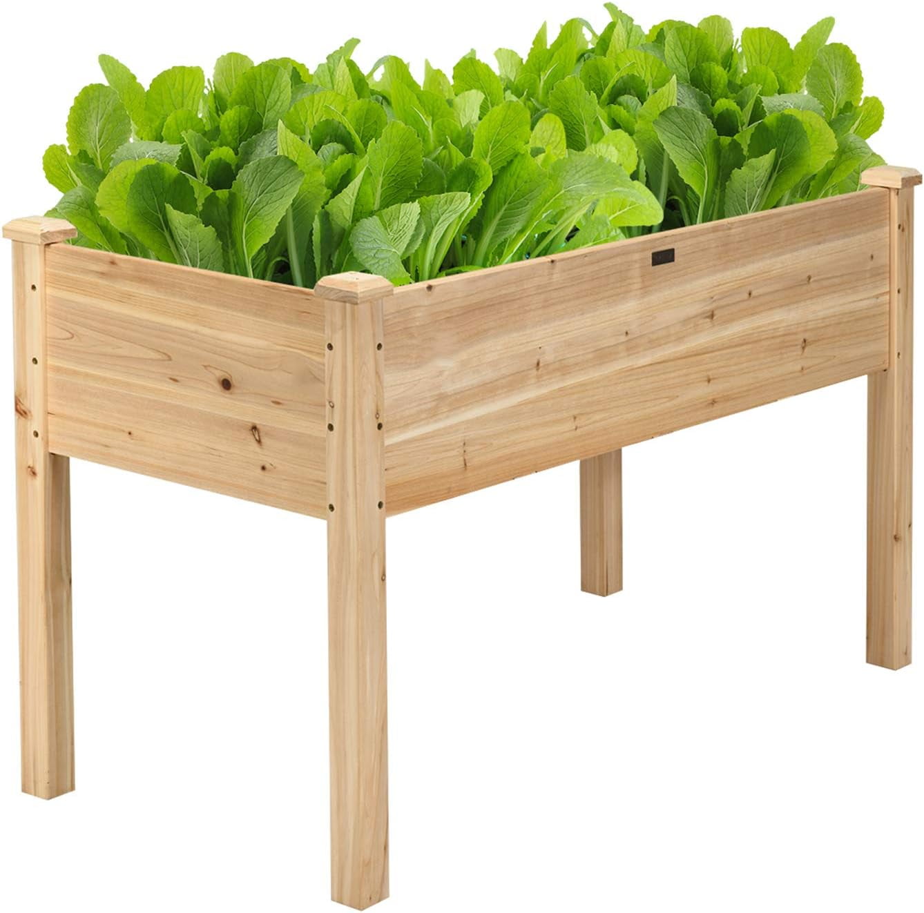 Zengpin Raised Garden Bed, Wood Planter Box with Legs, Drain Holes ...