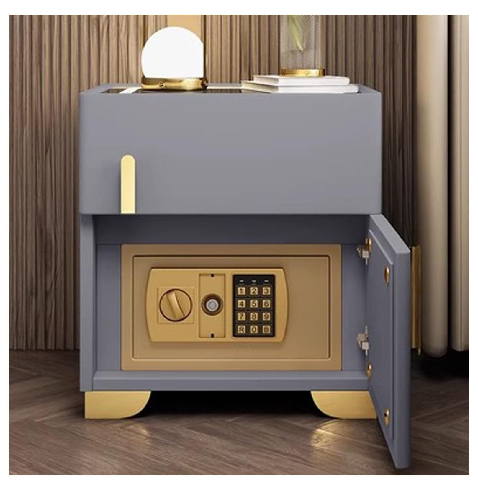 Zengpin Smart Nightstand with Hidden Safe, Bedside Table with Charging ...