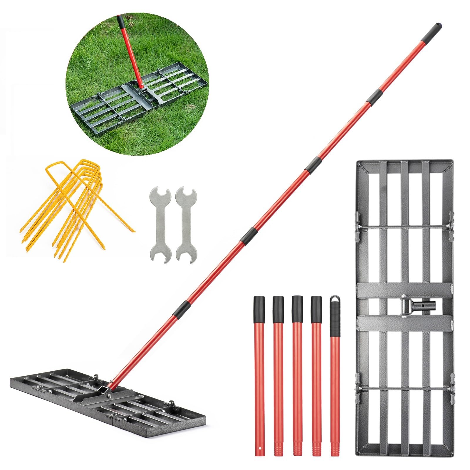 Zenhosit Lawn Leveling Rake DHF10 - Lawn Leveler with 78" Adjustable ...
