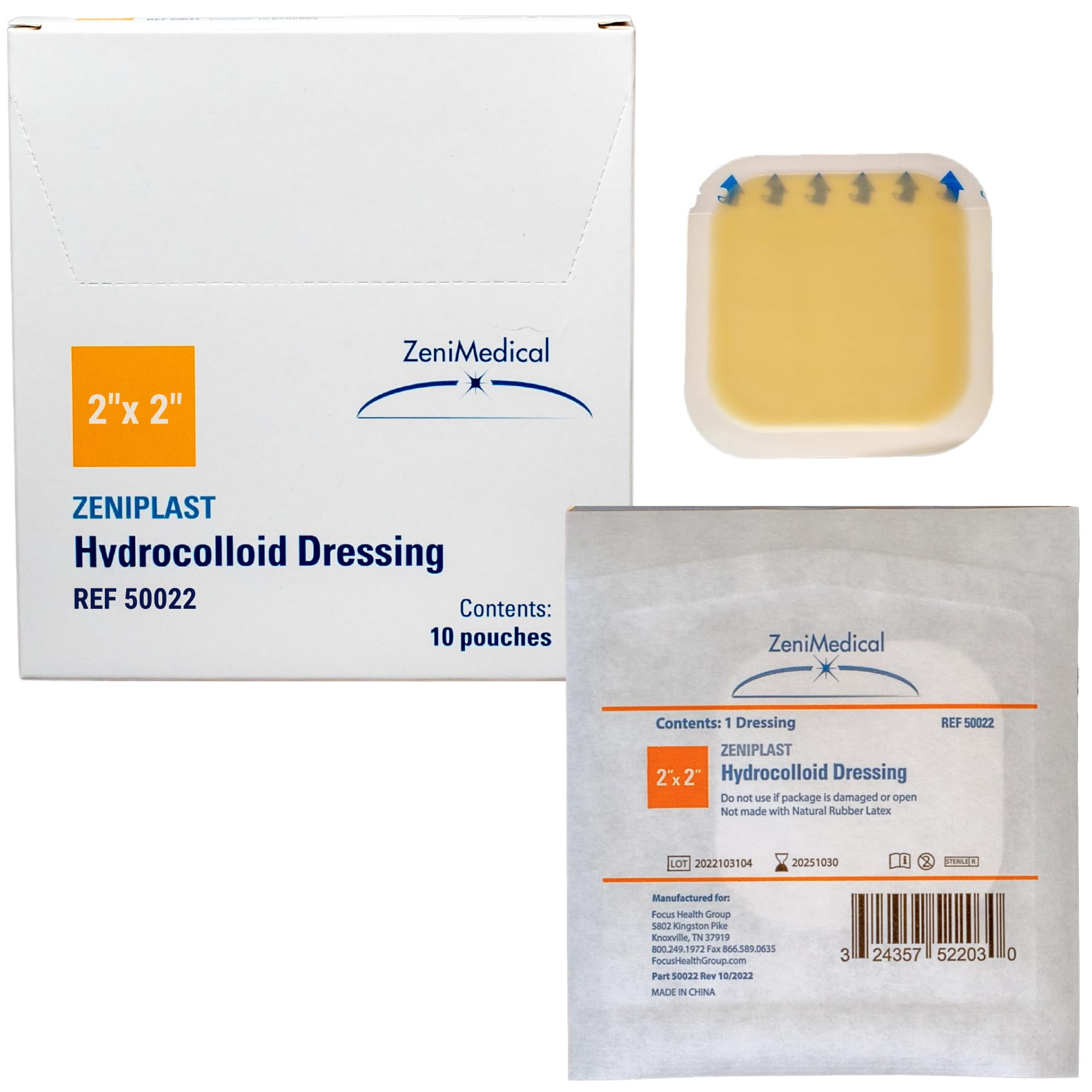ZeniPlast (2" x 2") DHF10 Hydrocolloid Dressing, Sterile Adhesive ...