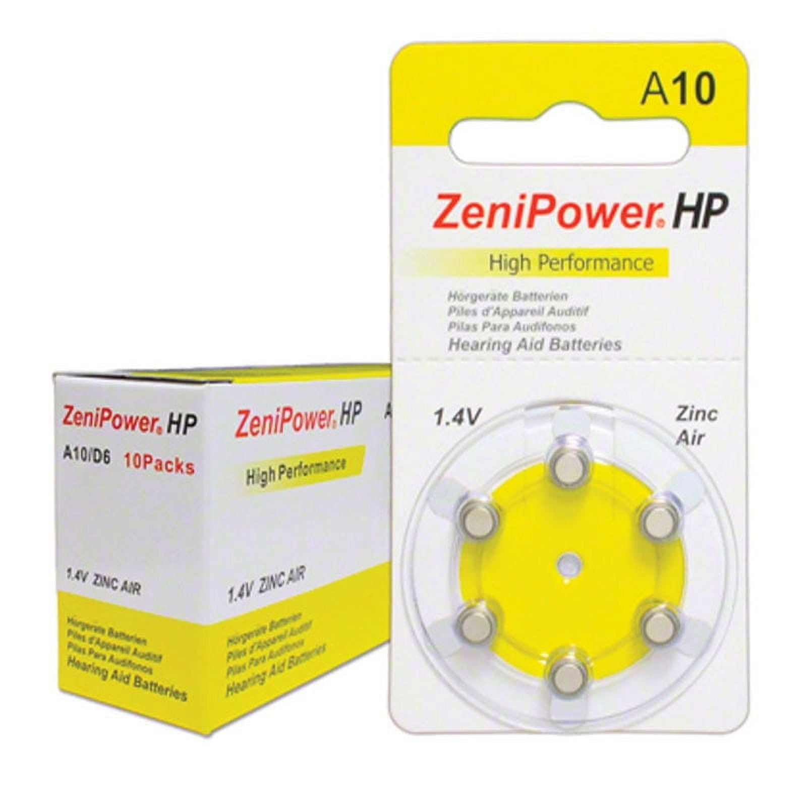 ZeniPower Size 10 Zinc-Air Hearing Aid Batteries, 1.45V, 60-Pack, Child ...
