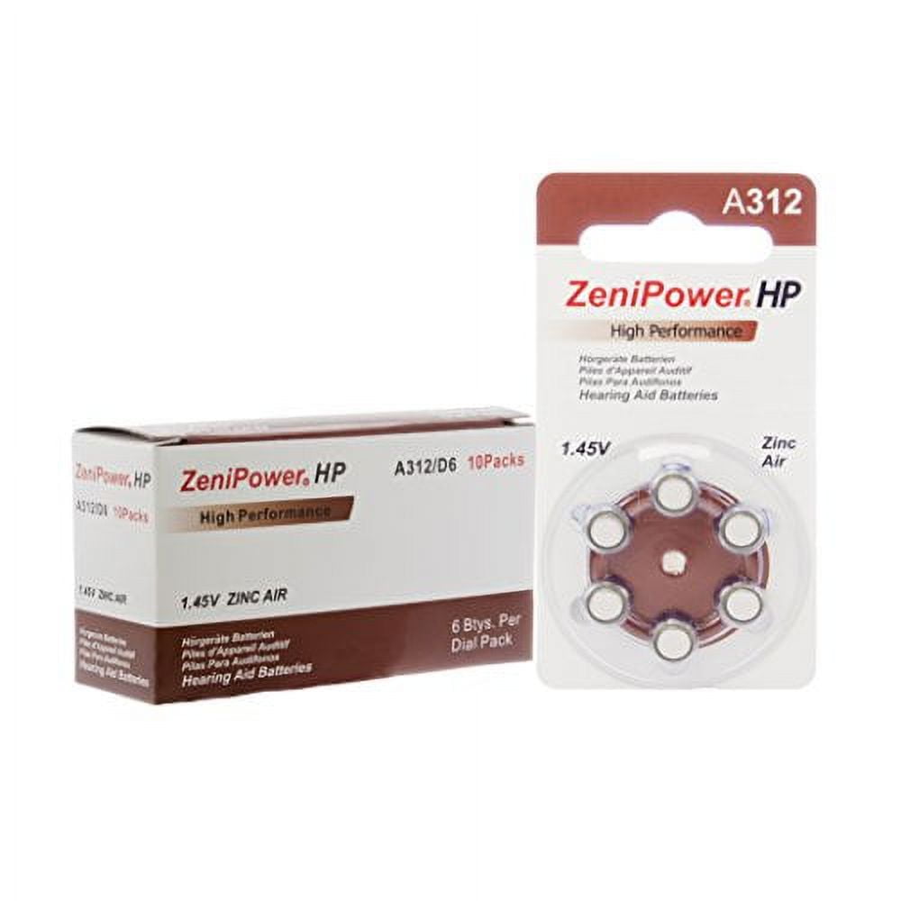 ZeniPower Long-lasting Size A312 Zinc Air Hearing Aid Batteries, 1.4V ...