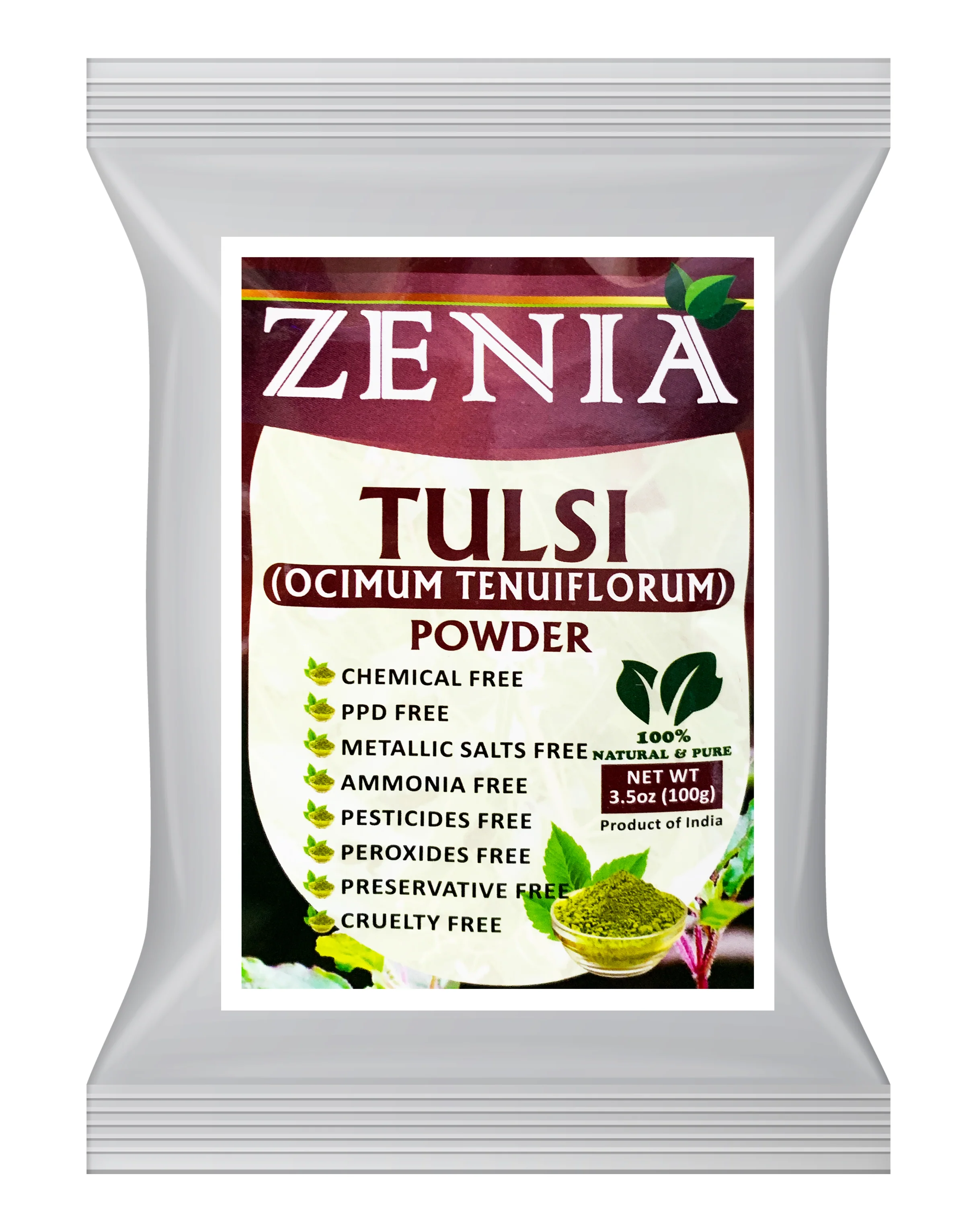 Zenia Natural Tulsi Holy Basil Powder (Ocimum Sanctum) 3.5oz (100g ...