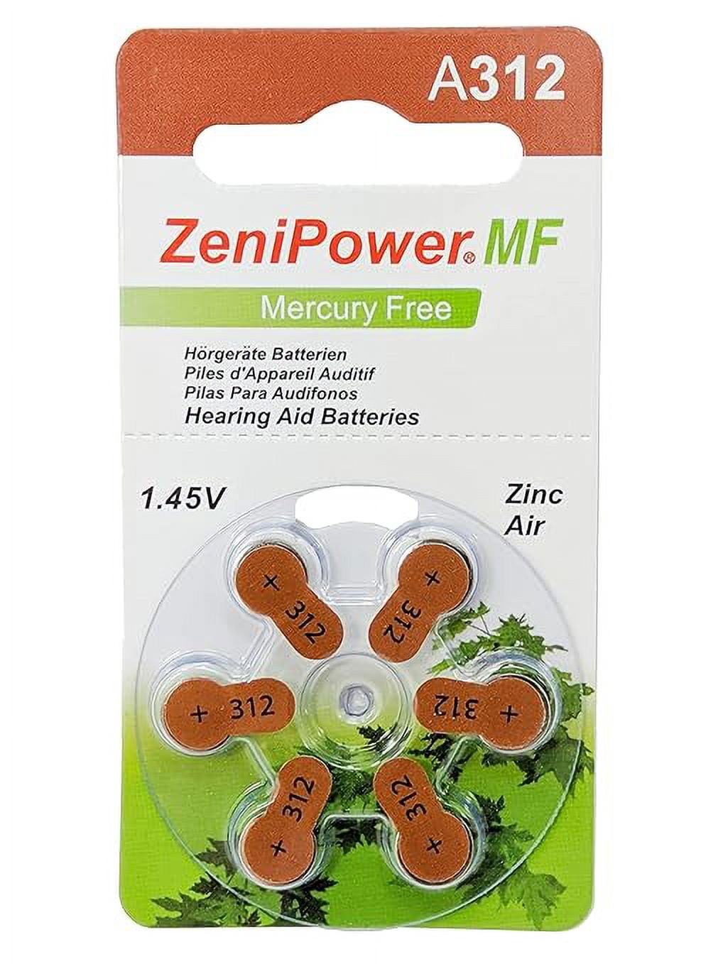 Zenipower Zinc-Air Hearing Aid Battery Size 312 (60 Batteries ...