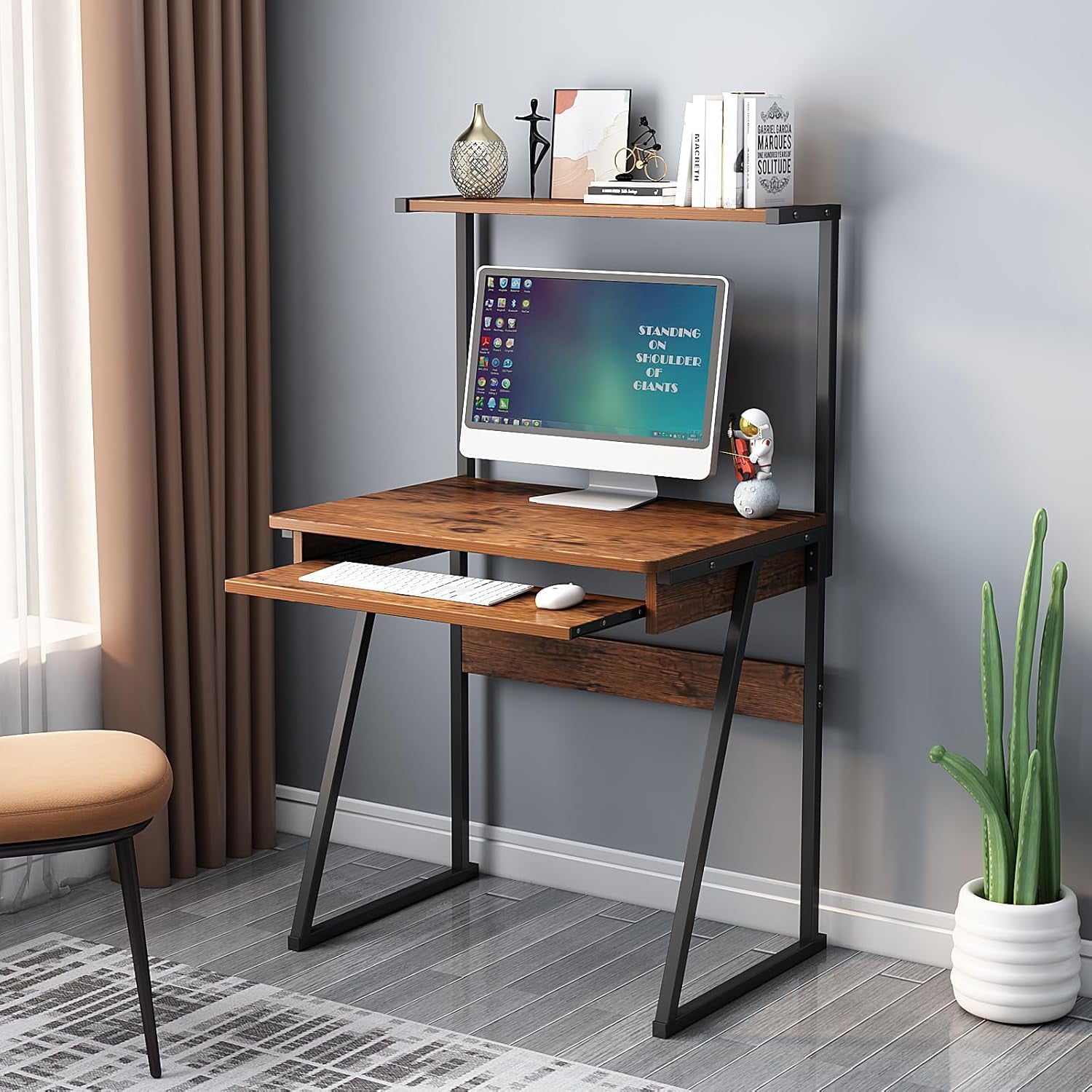 Zenira 2 Tiers Small Computer Desk for Small Space, Compact Laptop ...