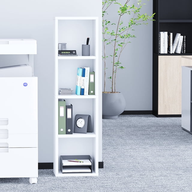Zenira 4 Shelf Bookshelf Bookcase, Open Cubby 4 Cube Storage Shelf ...