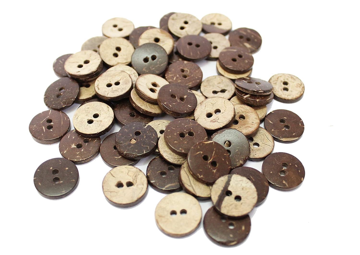 Zeniso 100 pcs Coconut Buttons Size 15mm 2 Holes Round Buttons for ...