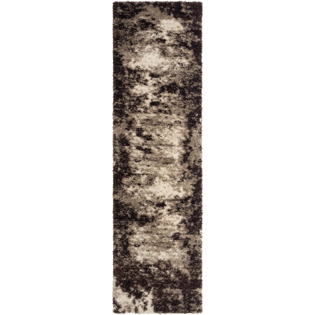 Zenith Abstract Shag Area Rug Brown 2'10" x 10' 10' Runner Runner ...