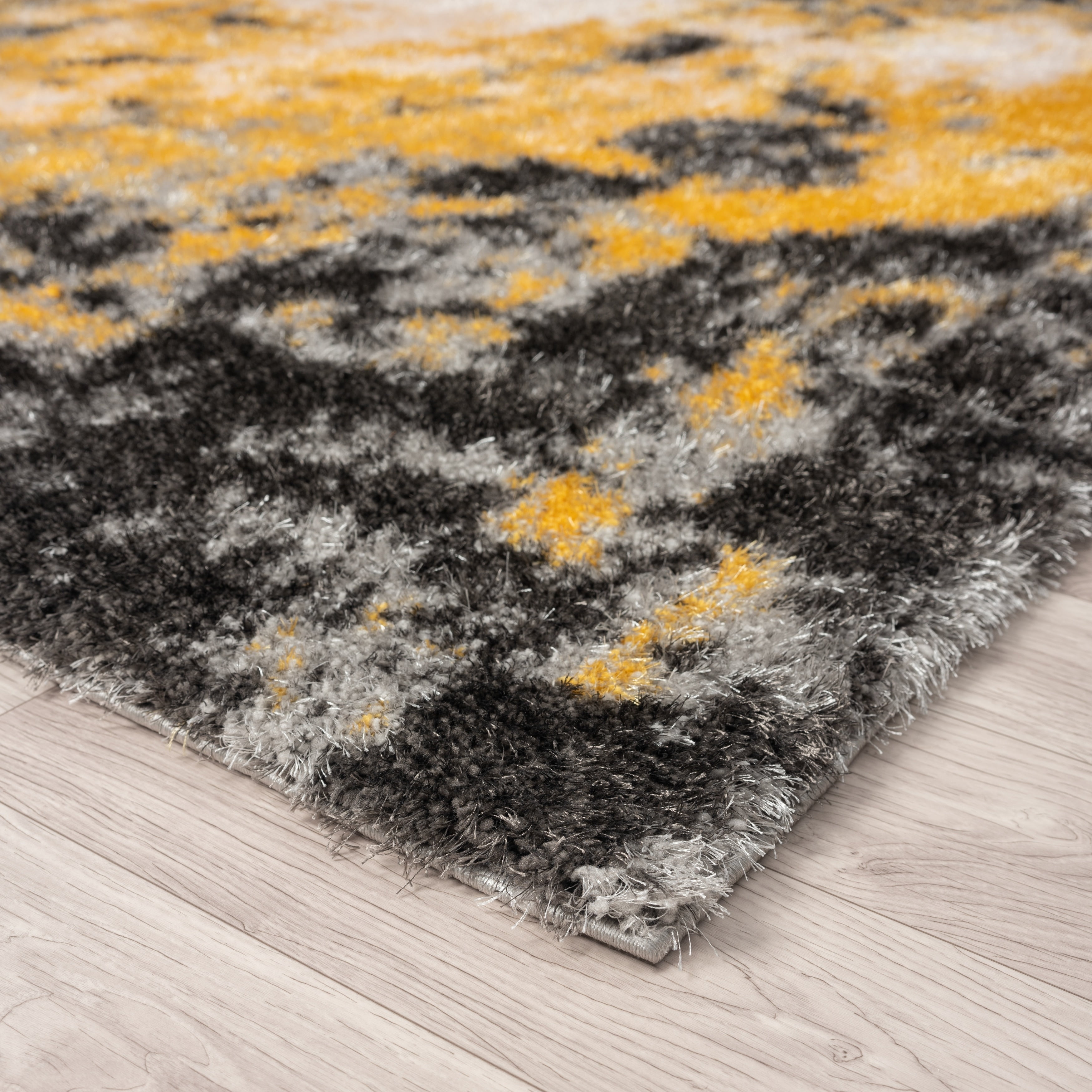 Zenith Abstract Shag Area Rug Yellow 2' x 3' 2' x 3' Accent,Shag ...