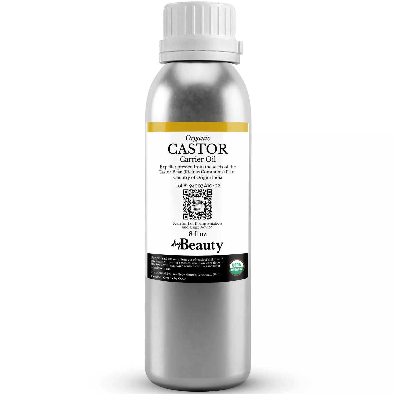 Zenith Castor Oil - Unrefined, Expeller Pressed, USDA Organic - 100% ...