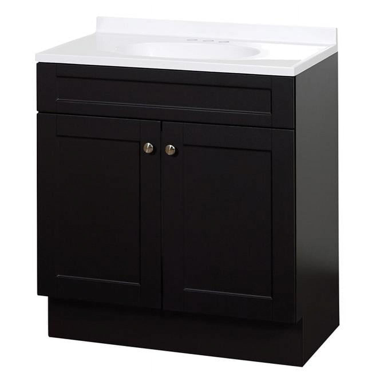 Zenith Home 2-Door Shaker Vanity with Top, Wood, Espresso, Cultured ...