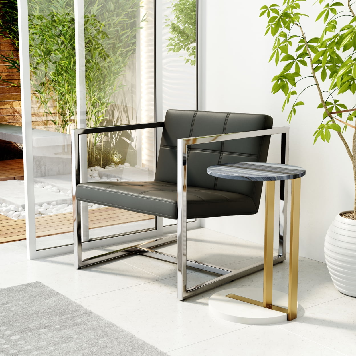 Zenith Marble Side Table Multicolor - Walmart.com