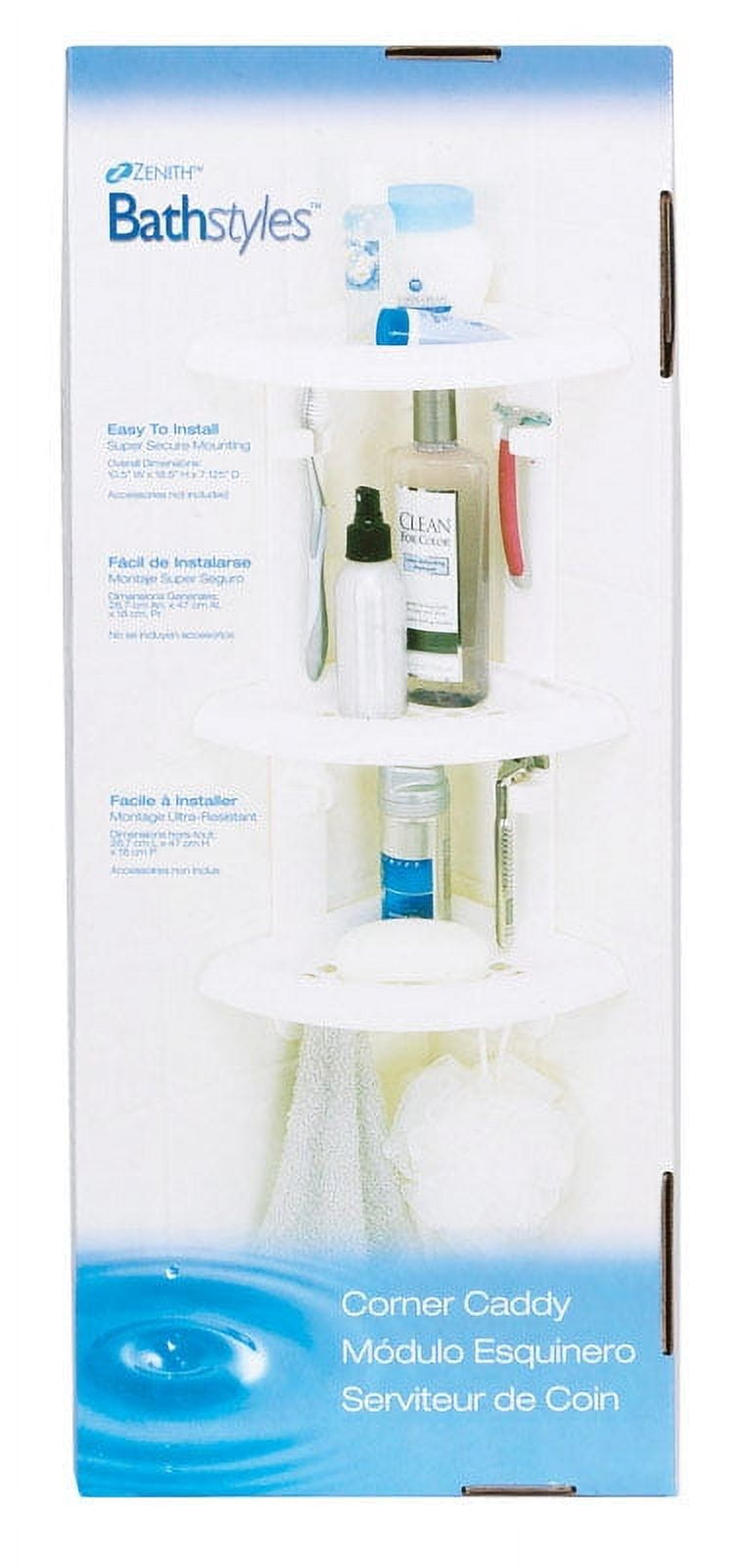 Zenith Shower Corner Shelf 18.63 in. H x 10.5 in. W x 7.13 in. L White ...