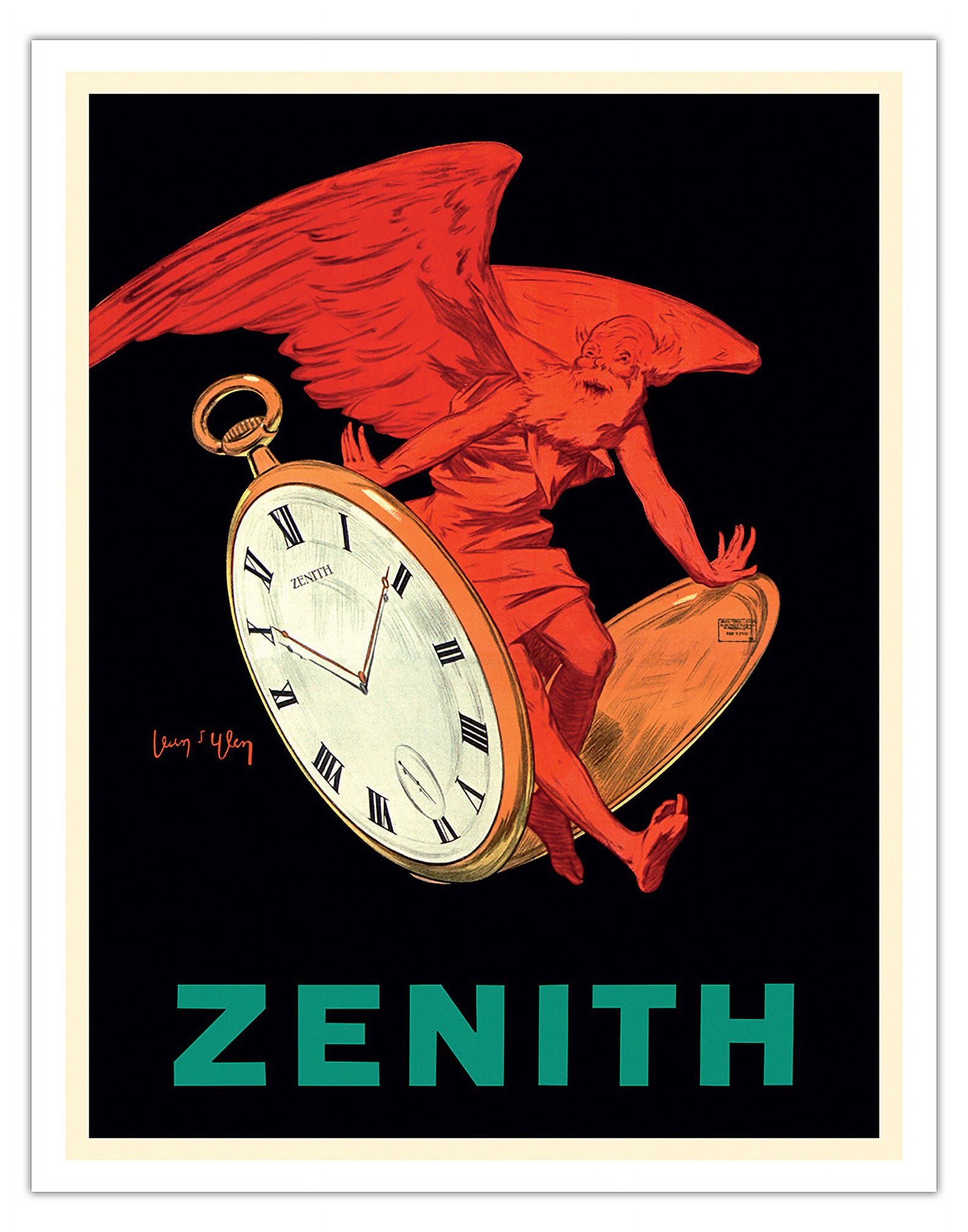 Zenith Swiss Pocket Watch - Vintage Advertising Poster by Jean D'Ylen c ...
