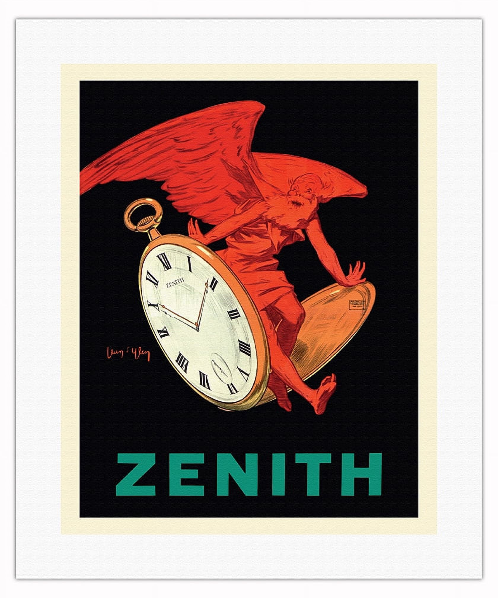 Zenith Swiss Pocket Watch - Vintage Advertising Poster by Jean D'Ylen c ...