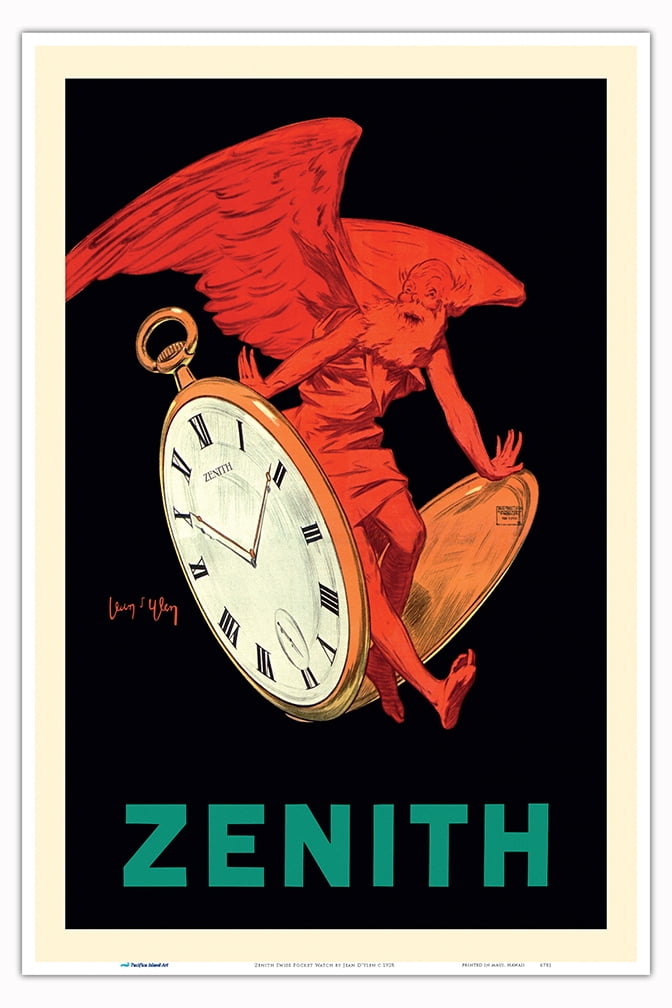 Zenith Swiss Pocket Watch - Vintage Advertising Poster by Jean D'Ylen c ...