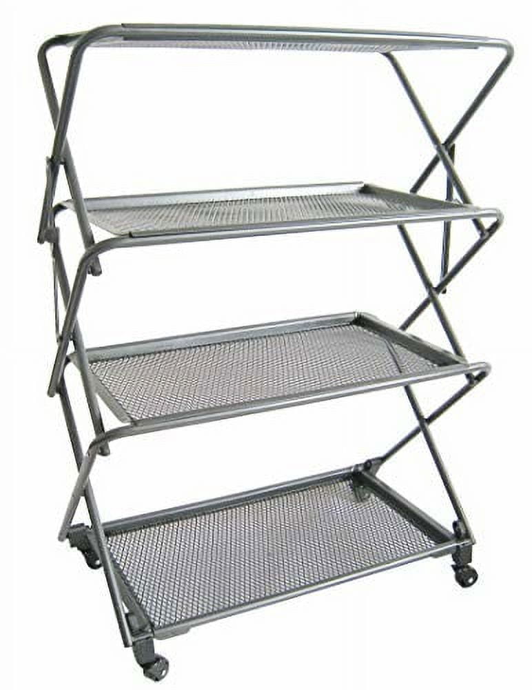 Zenithen Limited Four Shelf Folding Rack with Fold-Away Wheels ...