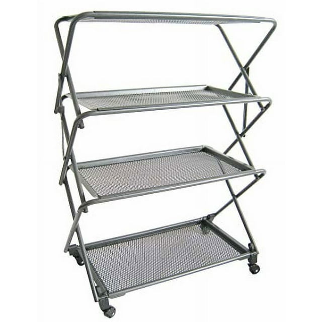 Zenithen Limited Four Shelf Folding Rack with Fold-Away Wheels ...