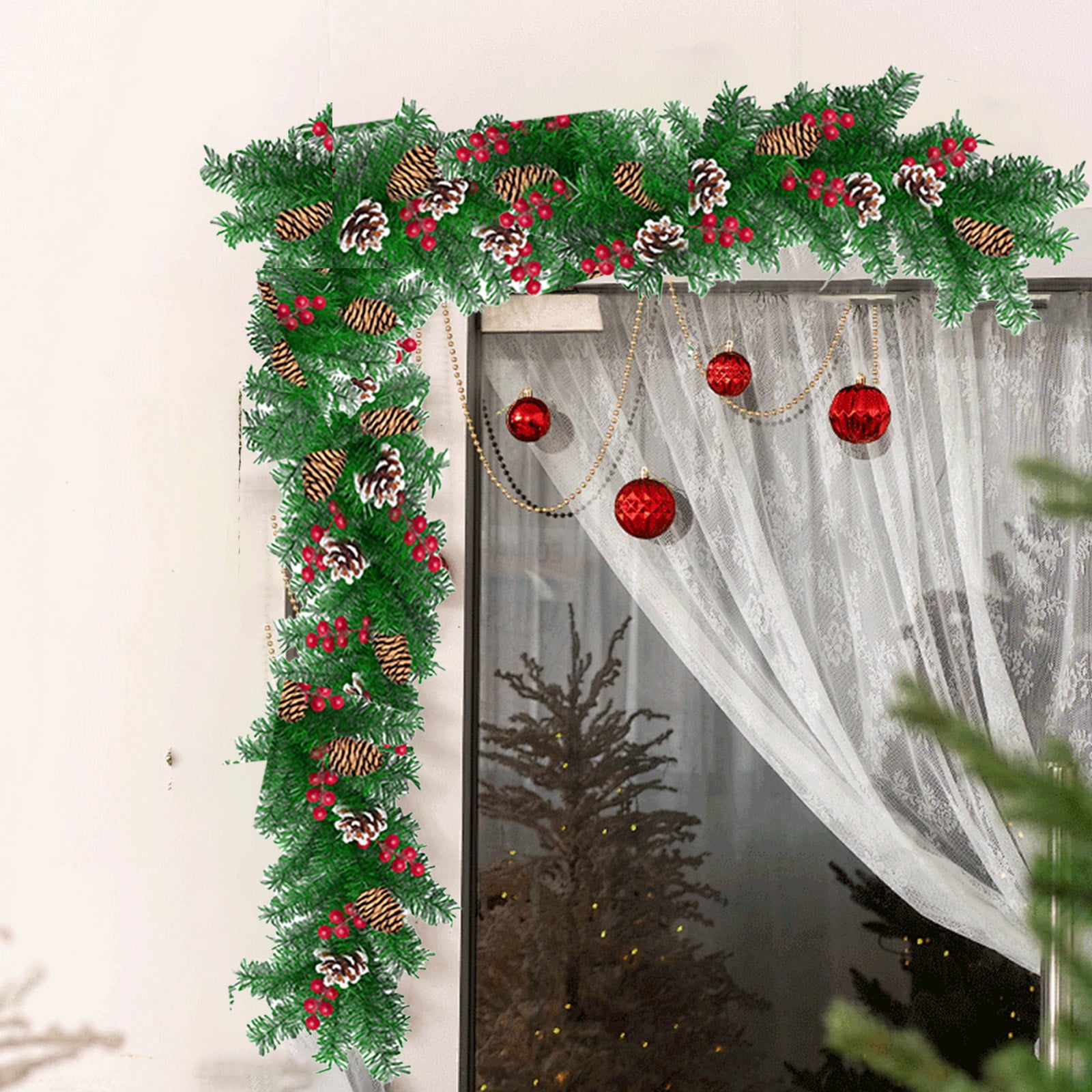 Zenithome 270cm Extra Long Christmas Vine Wreath Garland for Door ...