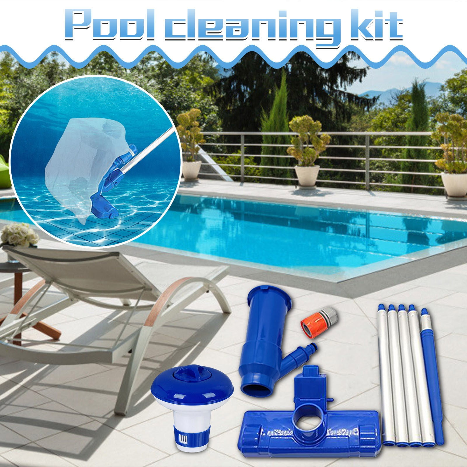 Zenithome 5-in-1 Swimming Pool Cleaner Kit with Aluminum Pole, Mesh Bag ...