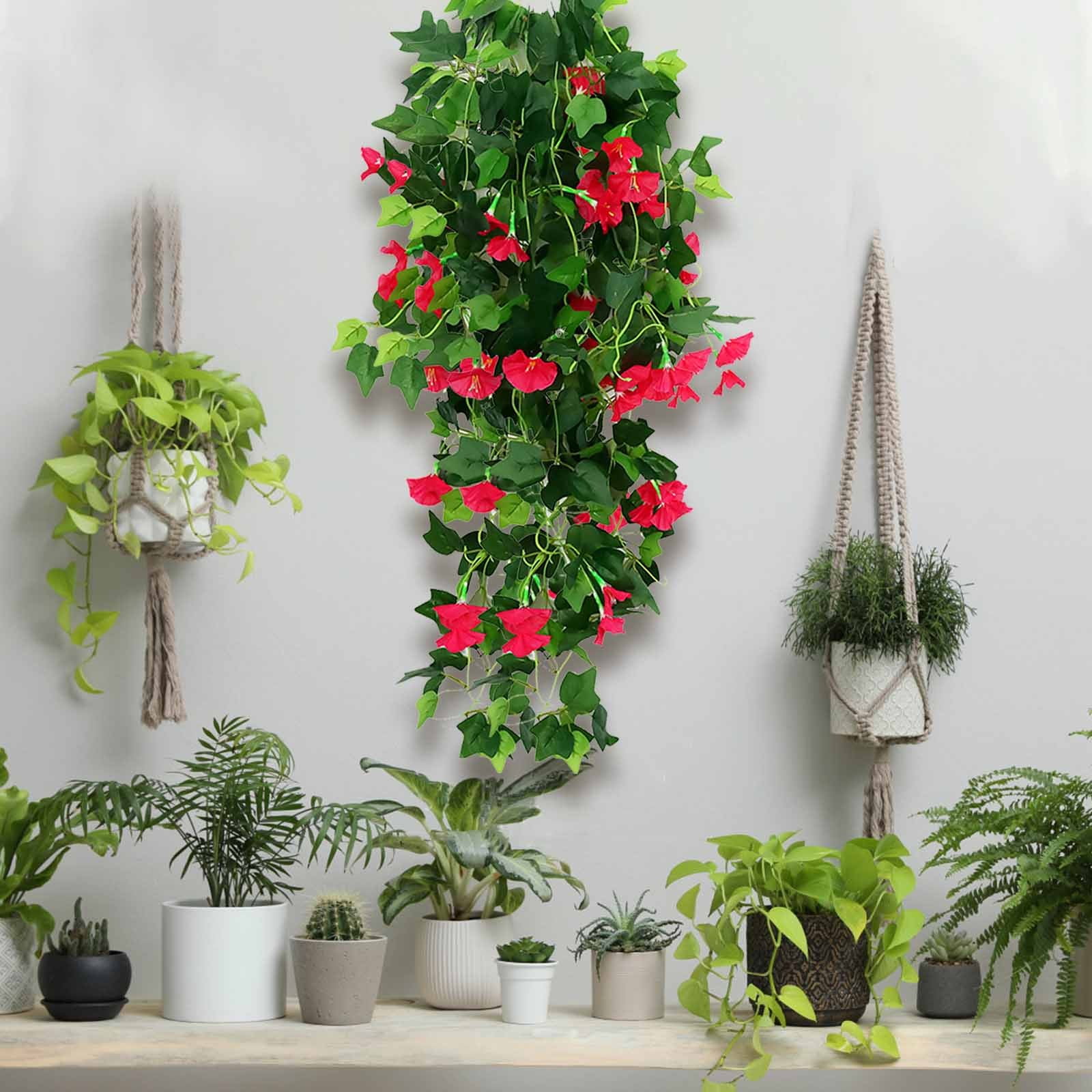 Zenithome 9-Branch Artificial Morning Glory Wall Hanging Silk Flower ...