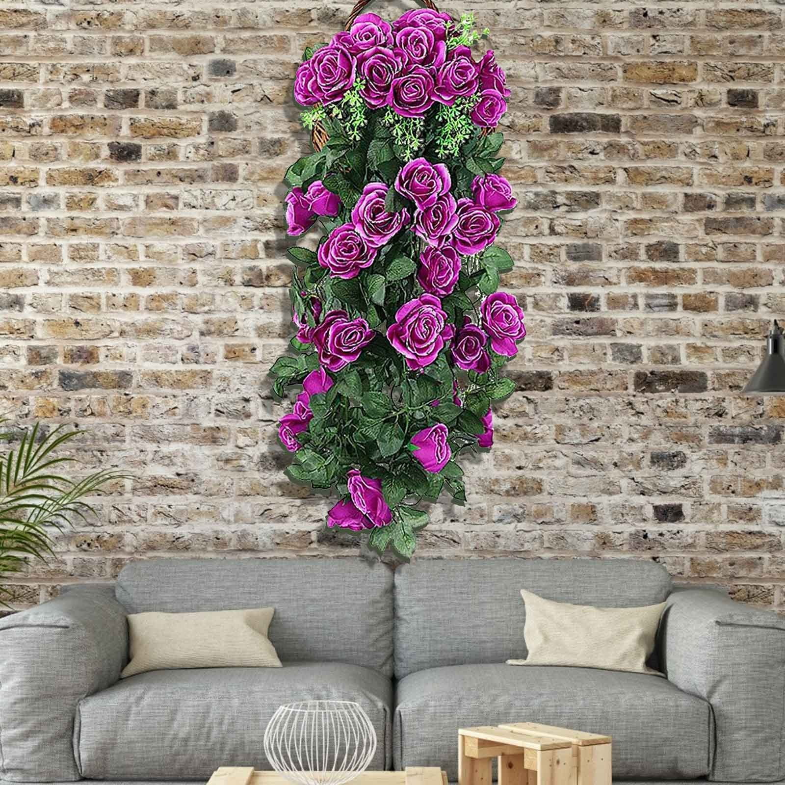 Zenithome Artificial Rose Bouquet - Handmade PE Rattan Silk Flowers ...