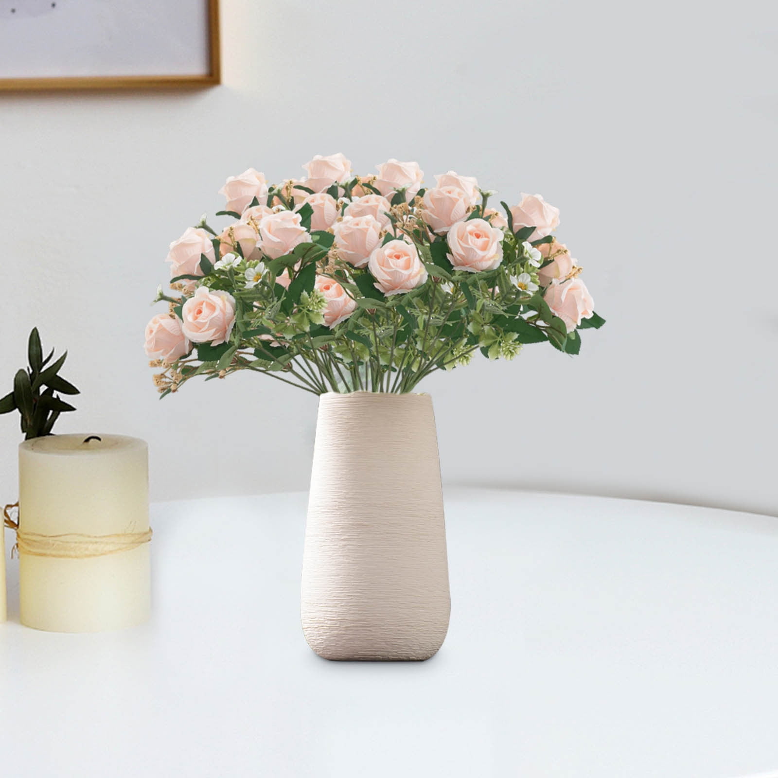 Zenithome Champagne Artificial Flower Silk Roses Bouquet - 32cm ...