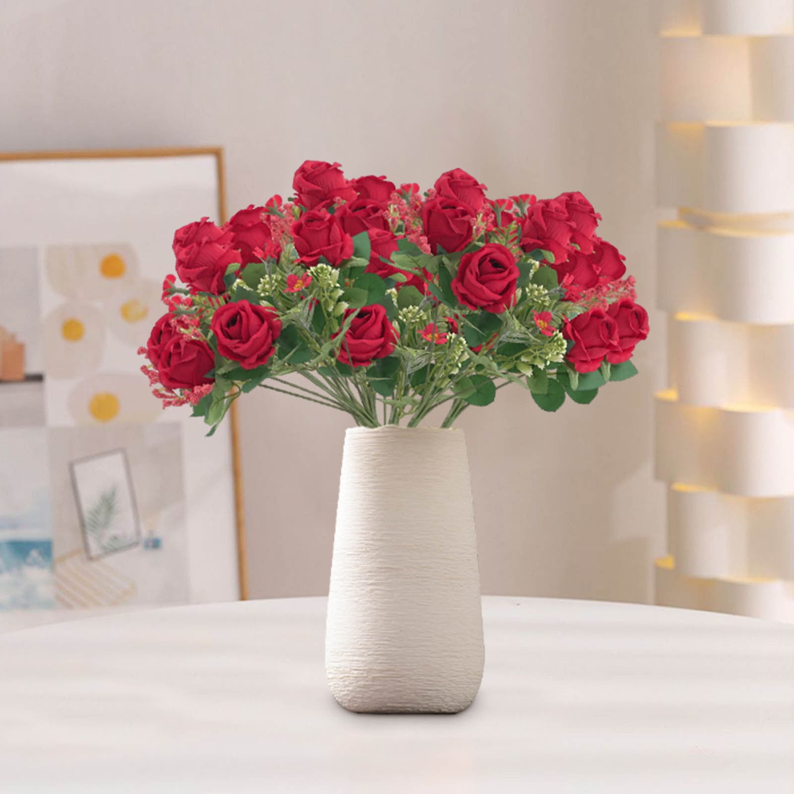 Zenithome Champagne Artificial Flower Silk Roses Bouquet - 32cm ...
