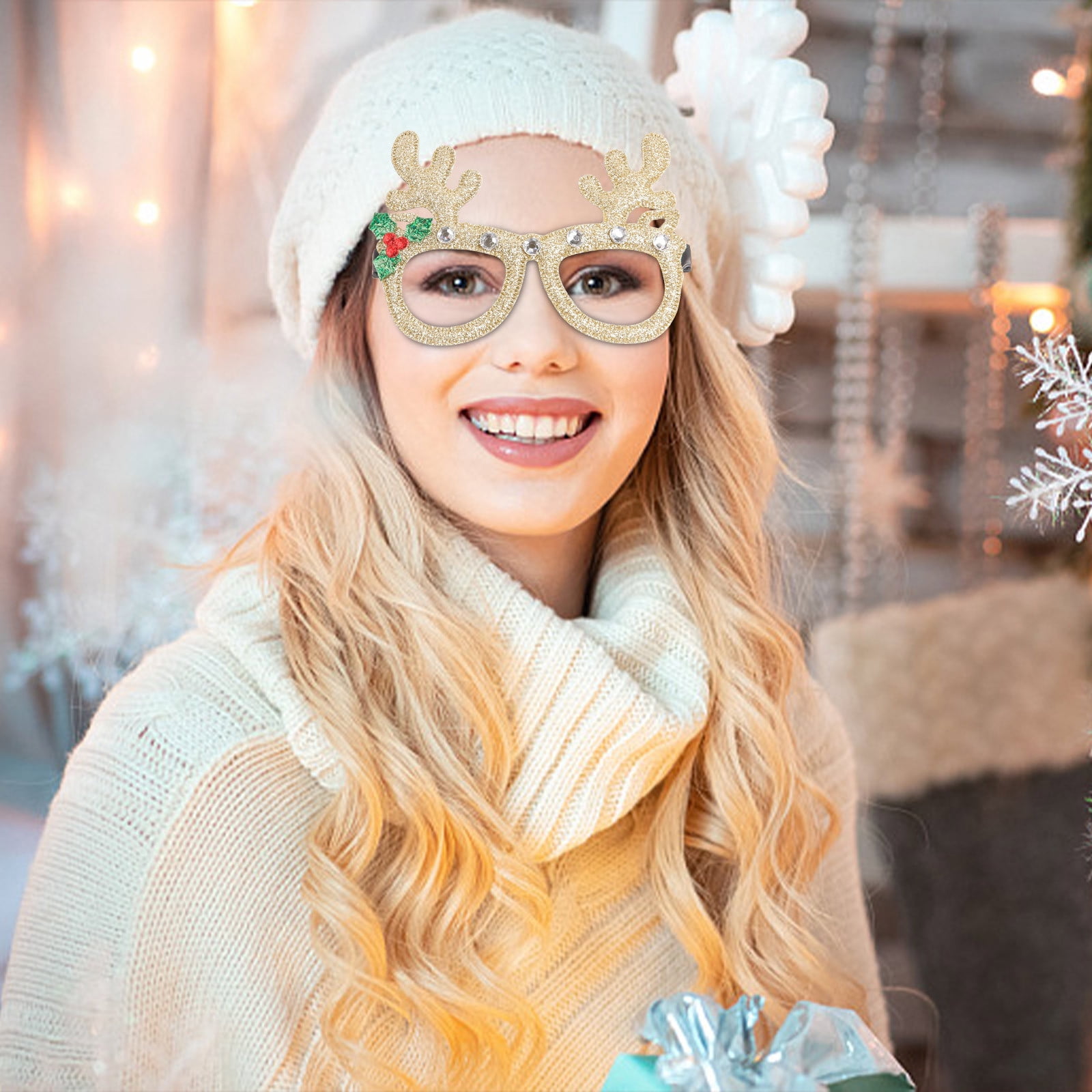 Zenithome Christmas Party Glasses with Antlers, Festive Ornaments Prom ...