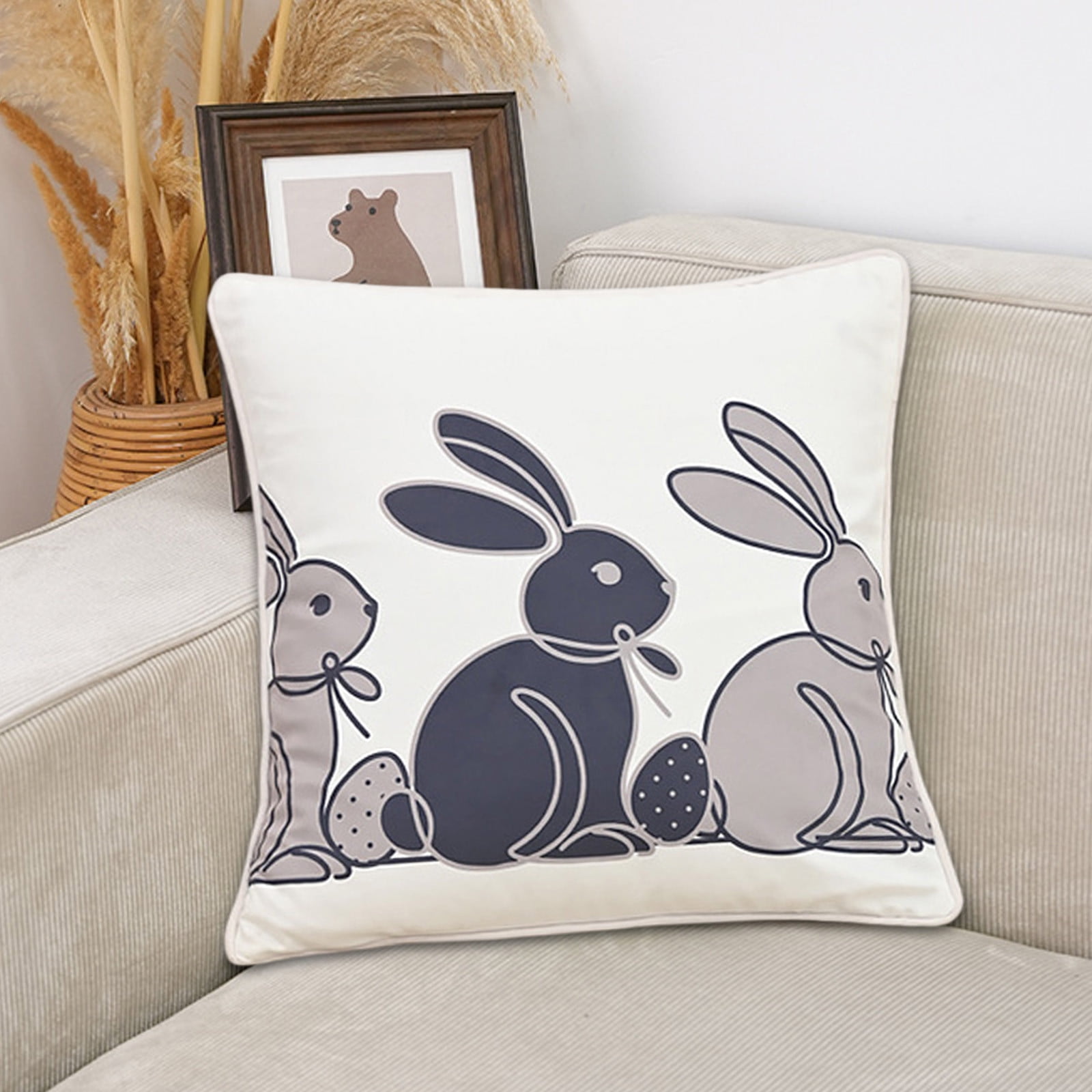 Zenithome Easter Bunny Eggs Pillow Cushion Multicolor Vibrant Double ...