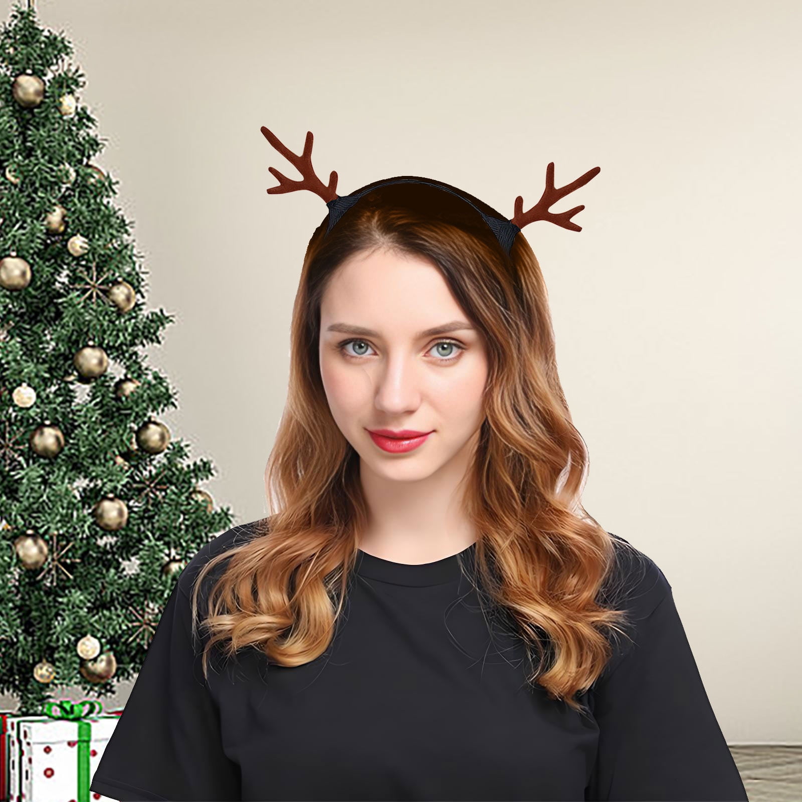 Zenithome Festive Red Deer Antler Headband for Holiday Parties ...