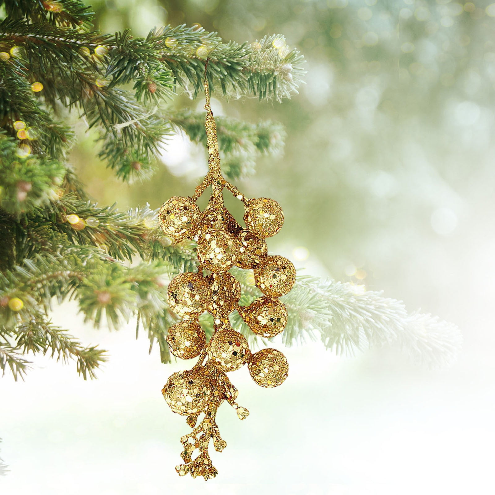 Zenithome Glittered Artificial Berry Sprigs for Christmas Tree Decor, 7 ...