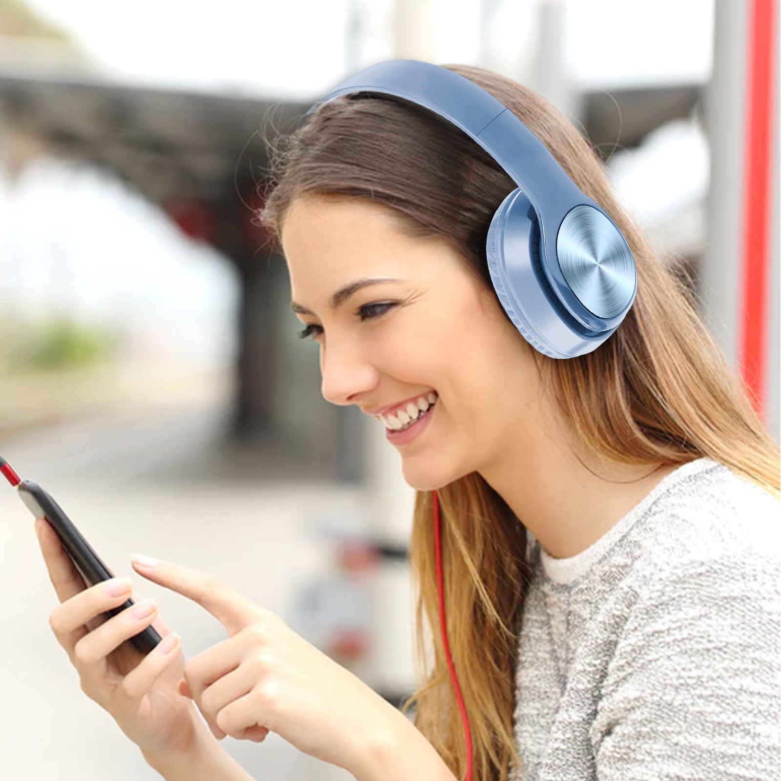 Zenithome Over-Ear Headphones with Long Wire Light blue Over-Ear ...