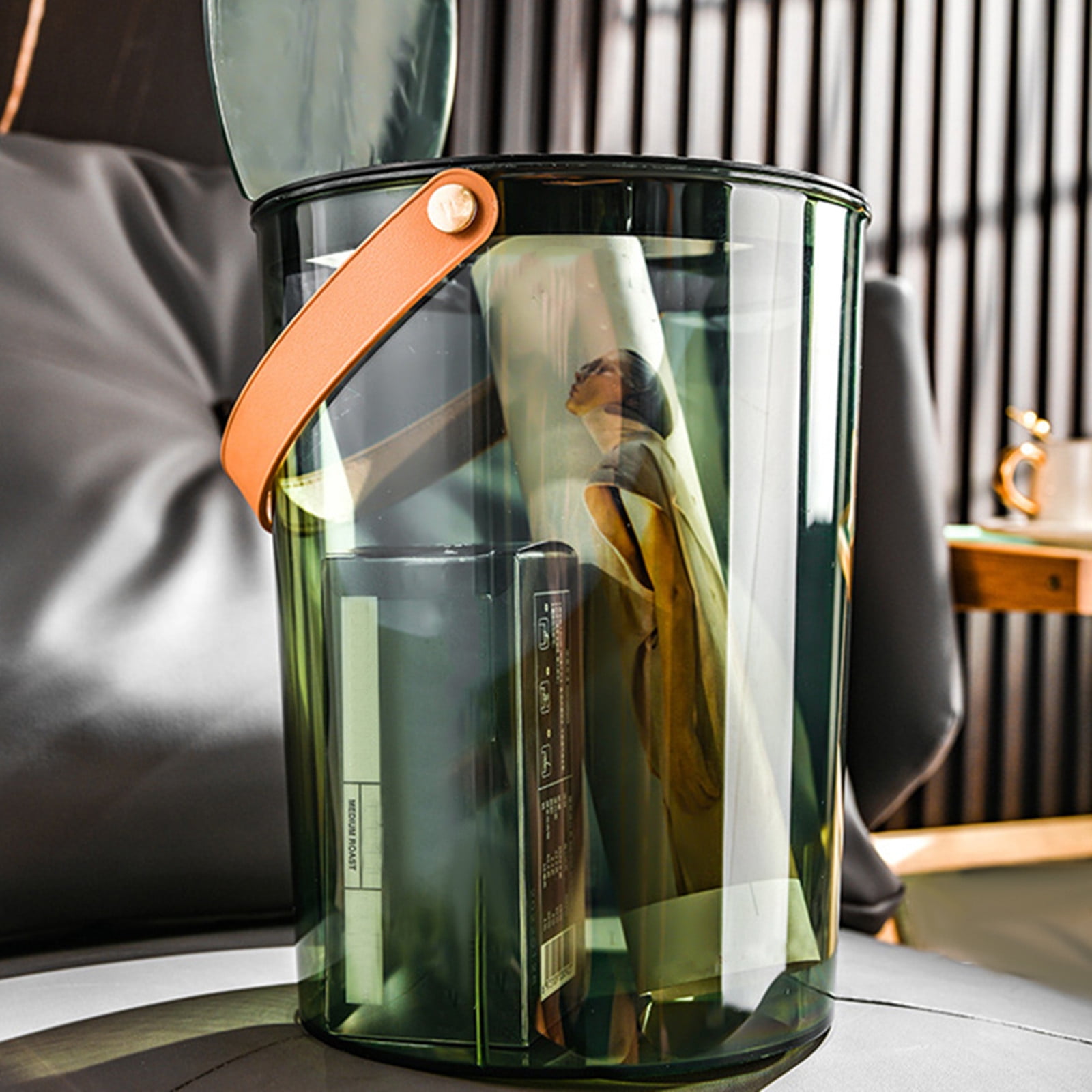 Zenithome Transparent Plastic Trash Can with Flip-Top Lid for Bathroom Bedroom Office 10.83x8 ...