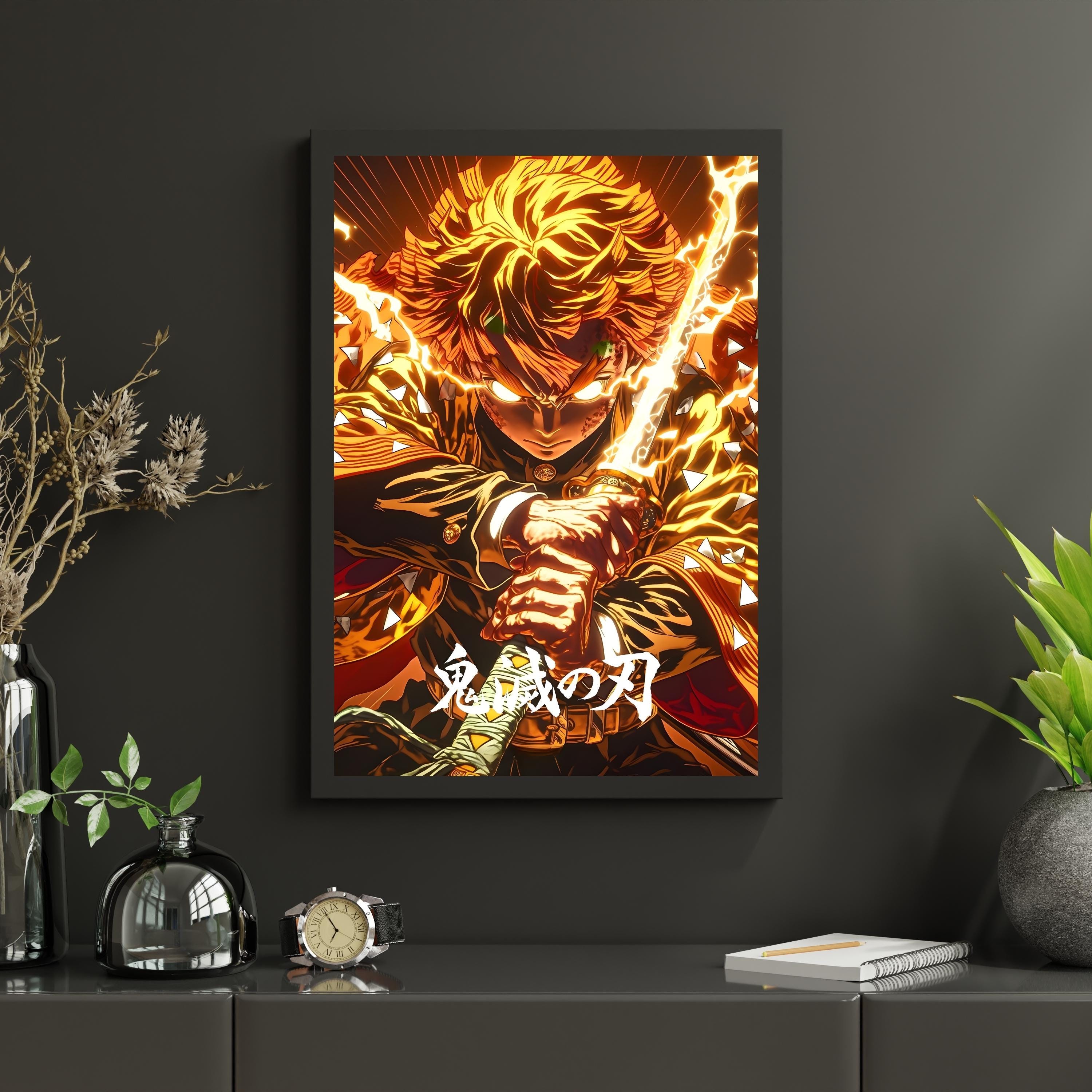 Zenitsu Agatsuma Demon Slayer | Vibrant Anime Wall Art for Otaku Room ...