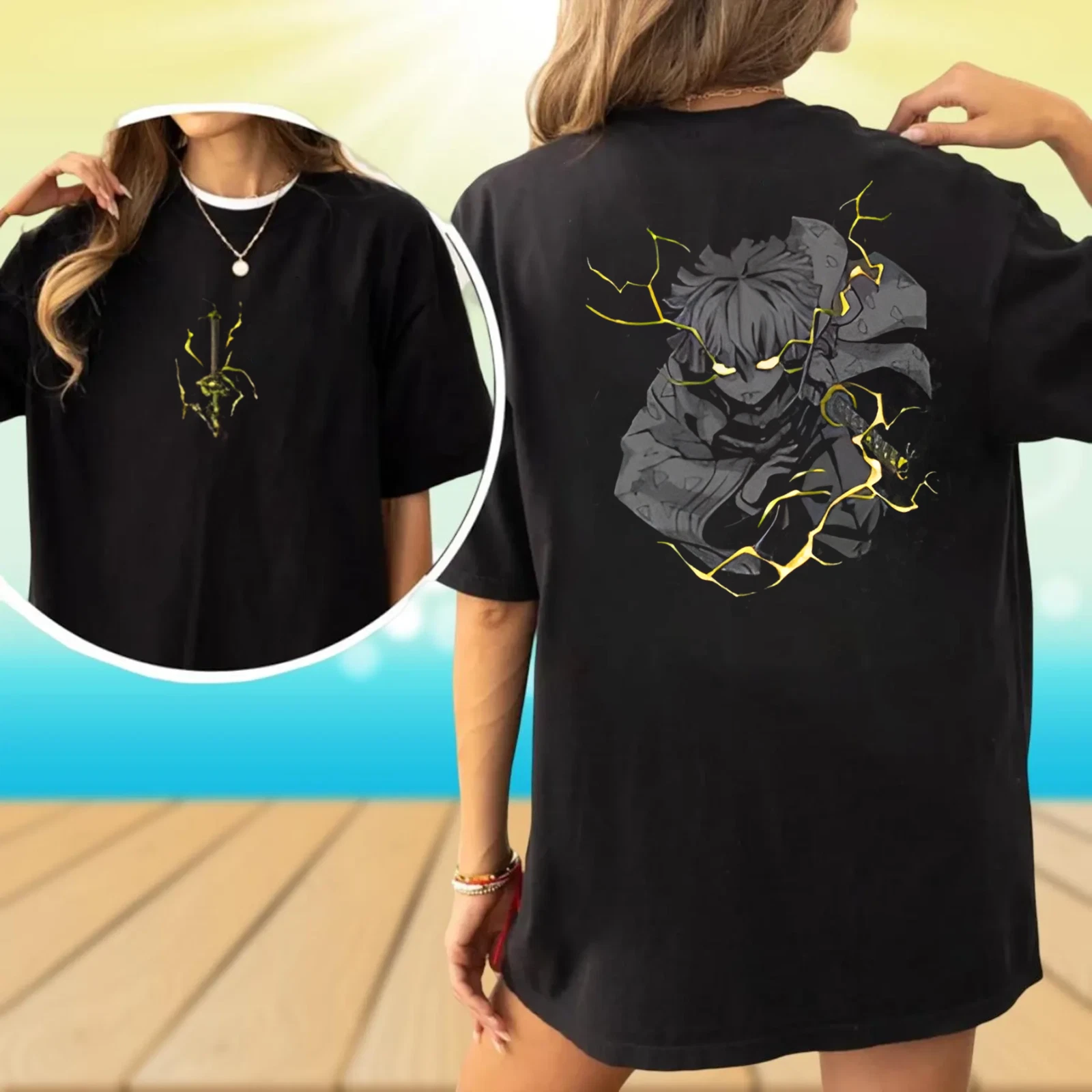 Zenitsu Demon Slayer Anime 2sided T-Shirt – Kim.e.t.su no Yaiba Movie ...
