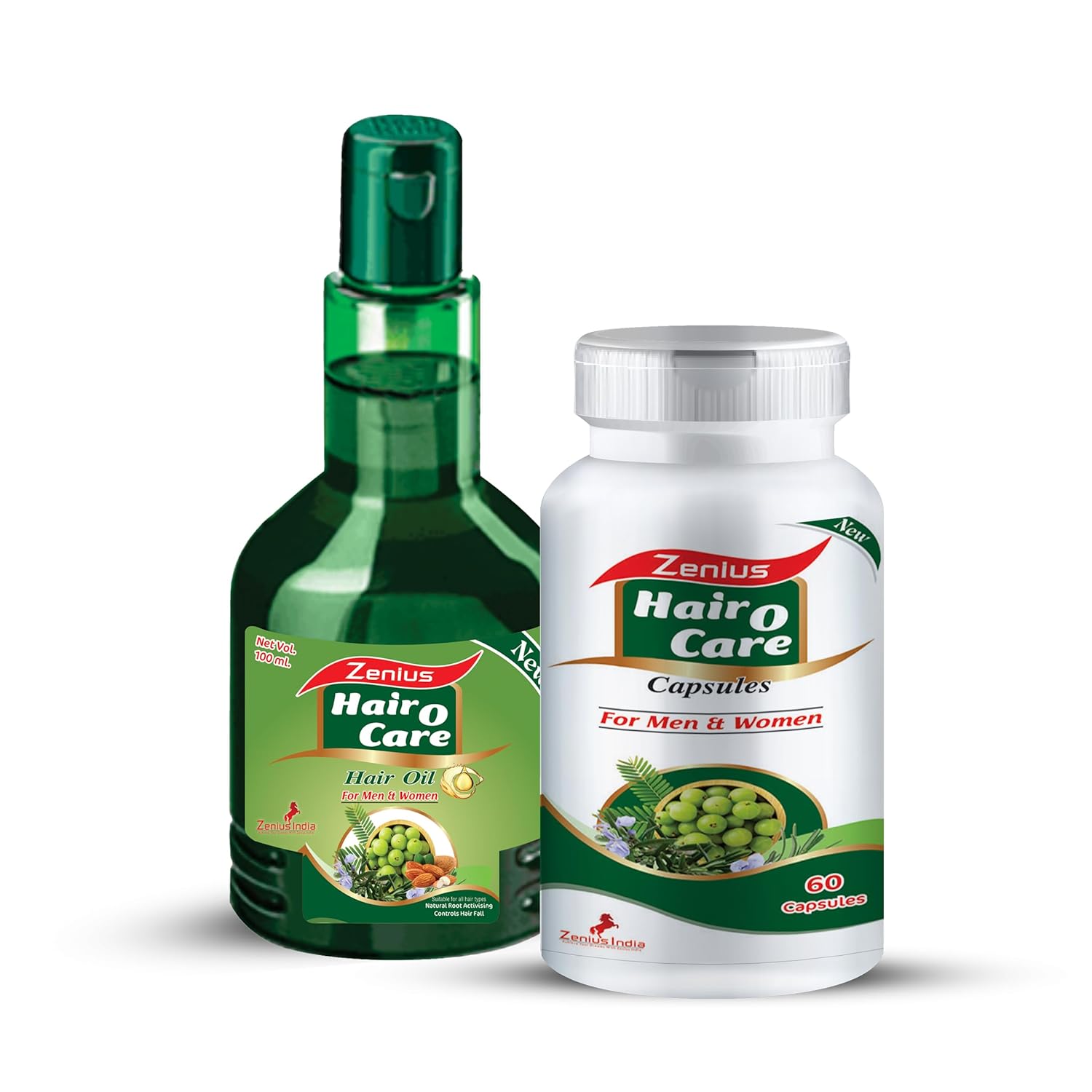 Zenius Hairo Care Hair Growth Kit 100ml Hair Oil and 60 Capsules For ...