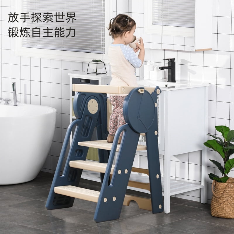 Zenkitch Foldable Toddler Step Stool, Adjustable Toddler Steps with ...