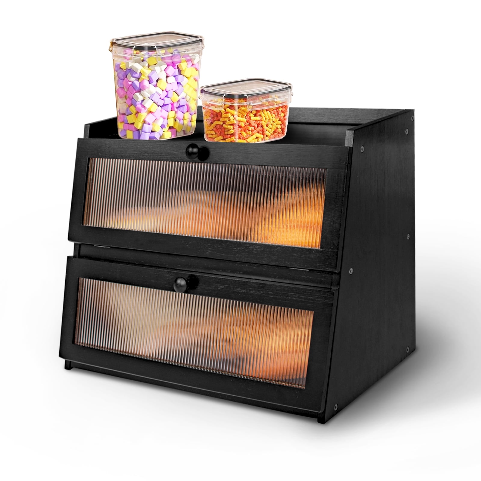 Zenkitch Pure Bamboo Bread Box, Roomy Two-Layer Breadbox for Kitchen ...