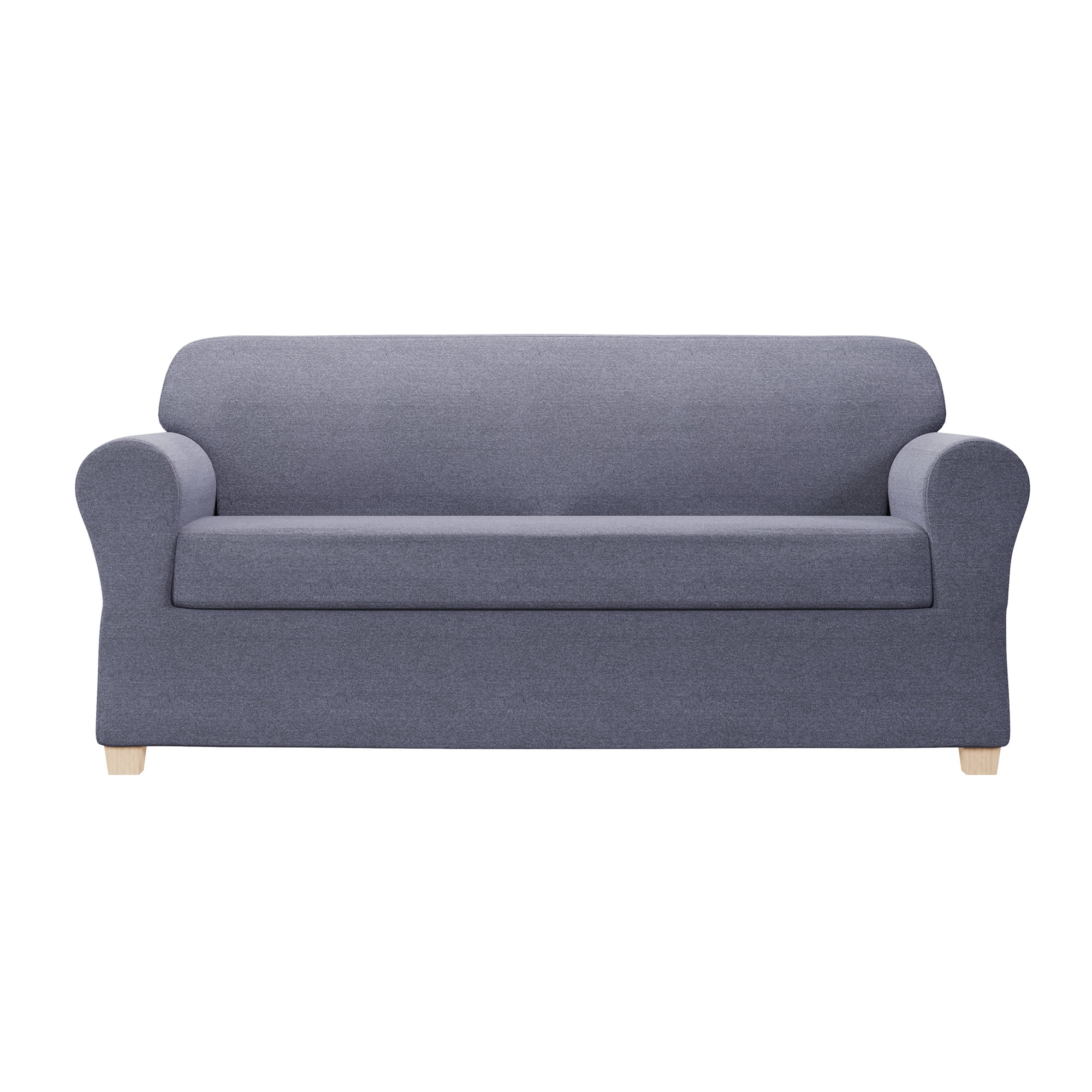 Zenna Home Recycled Cotton Sofa Slipcover 2-Piece Dark Blue Heather ...