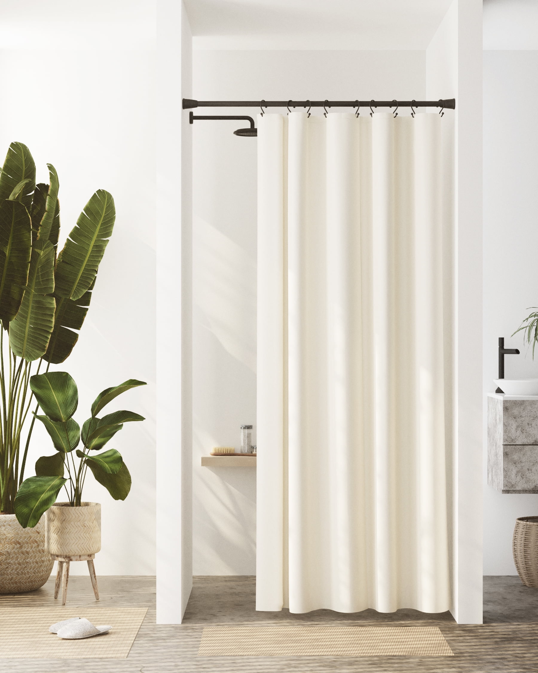 Zenna Home Recycled Cotton Waterproof Stall Shower Curtain Liner w/Anti ...