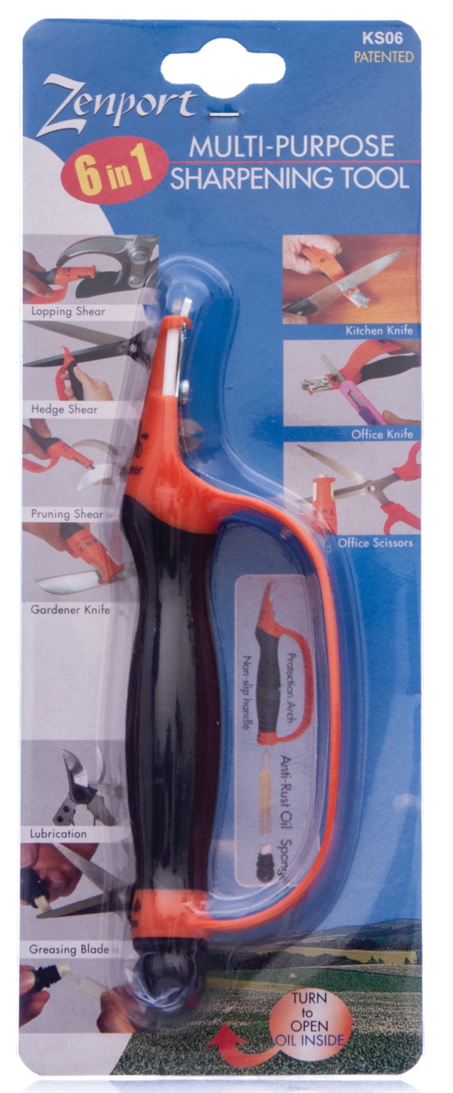 Zenport KS06-1PK 6-in-1 Multi-Sharpener for Pruners, Scissors, & Knives ...