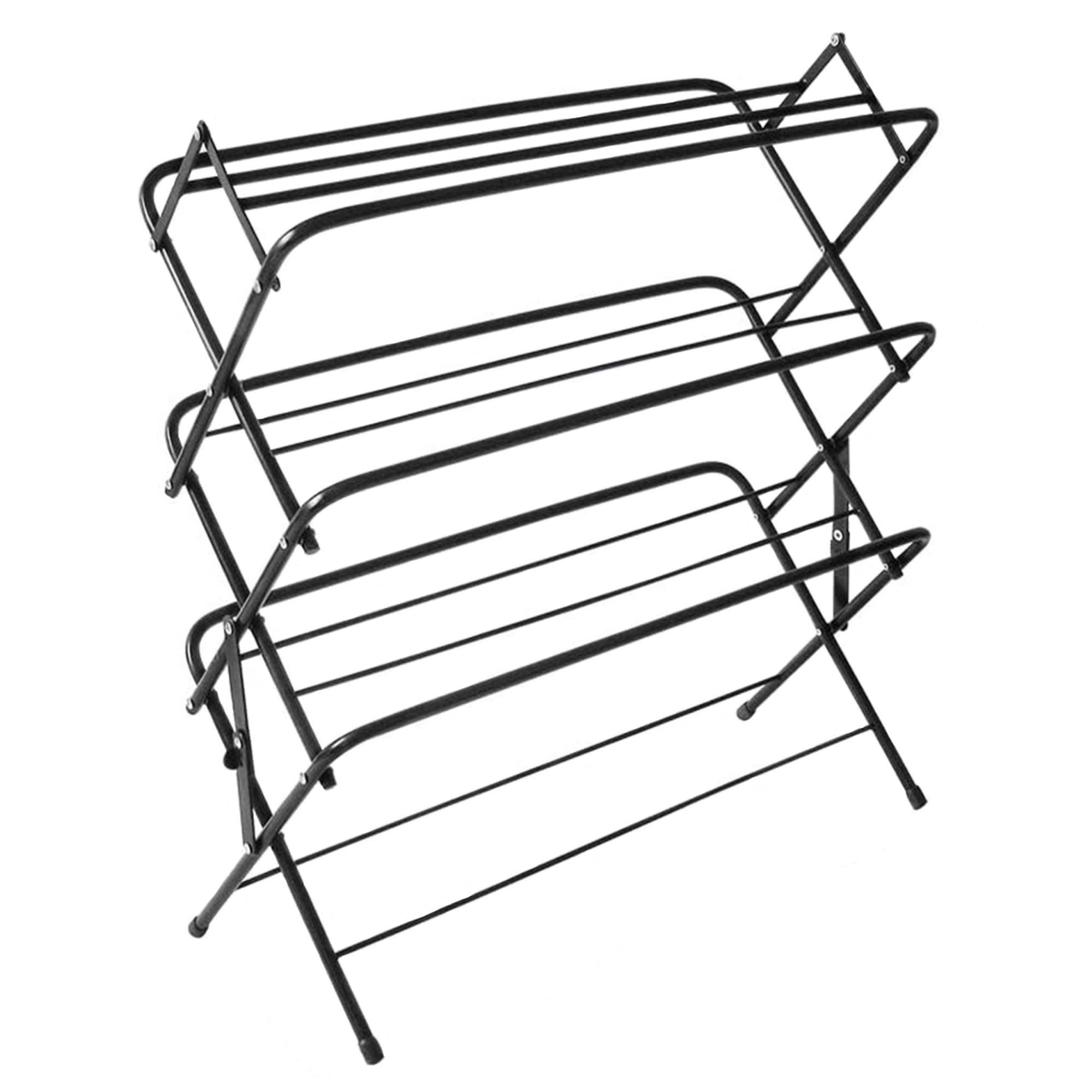 Zenree 4-Tier Foldable Metal Shoe Rack Shelf, Matte Black - Tiered ...