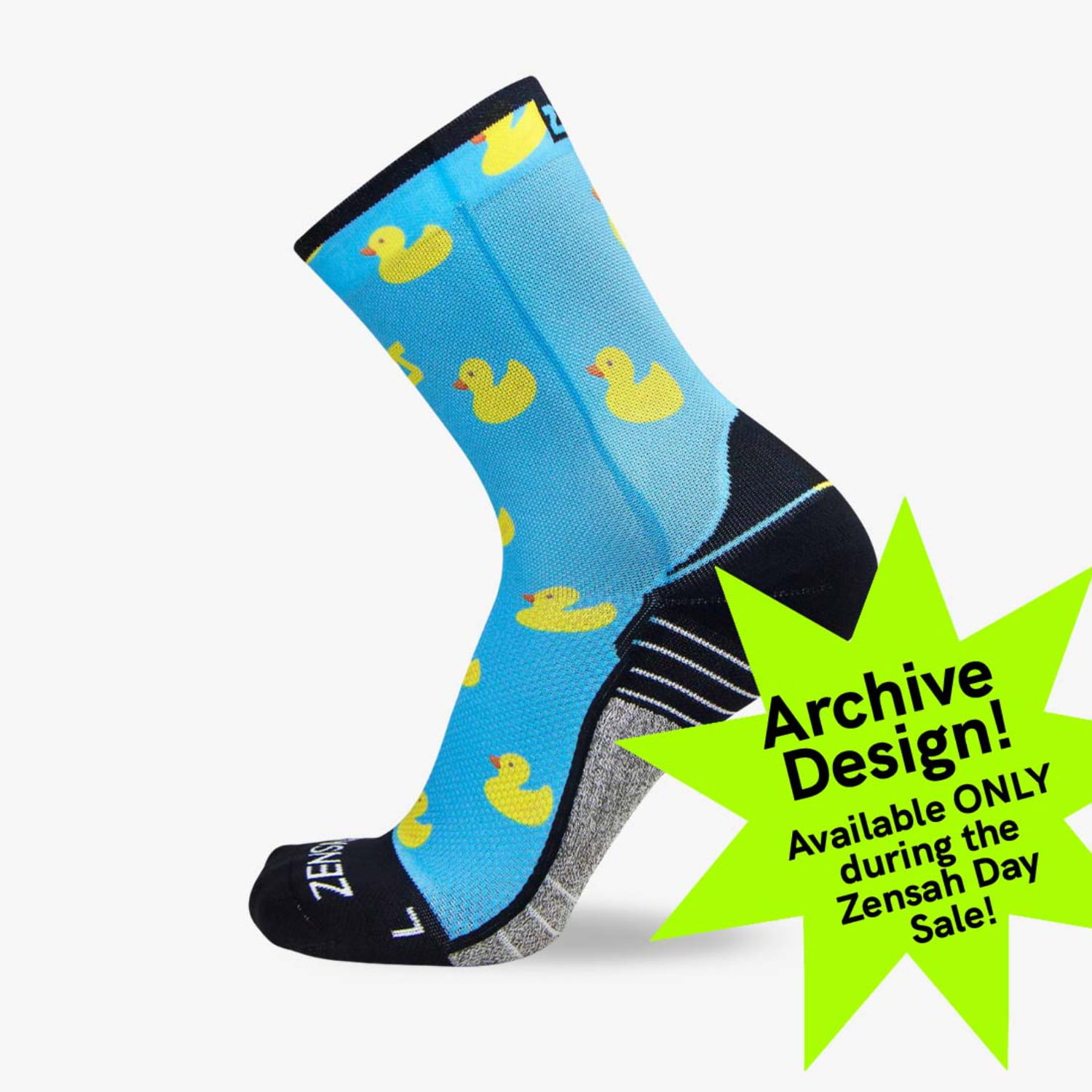 Zensah Rubber Ducky Socks (Mini Crew) L / Aqua - Walmart Business Supplies