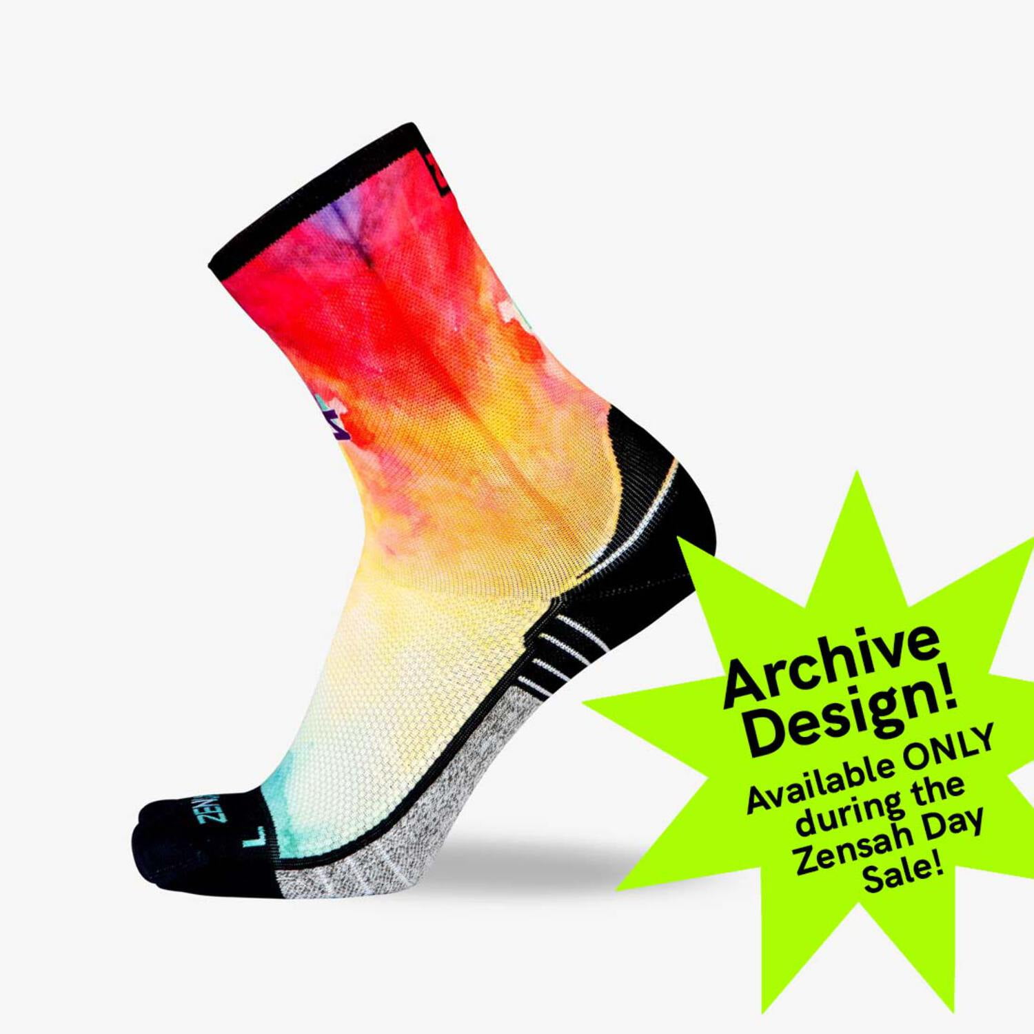 Zensah Watercolor Socks (Mini Crew) M / Yellow/Red - Walmart Business ...