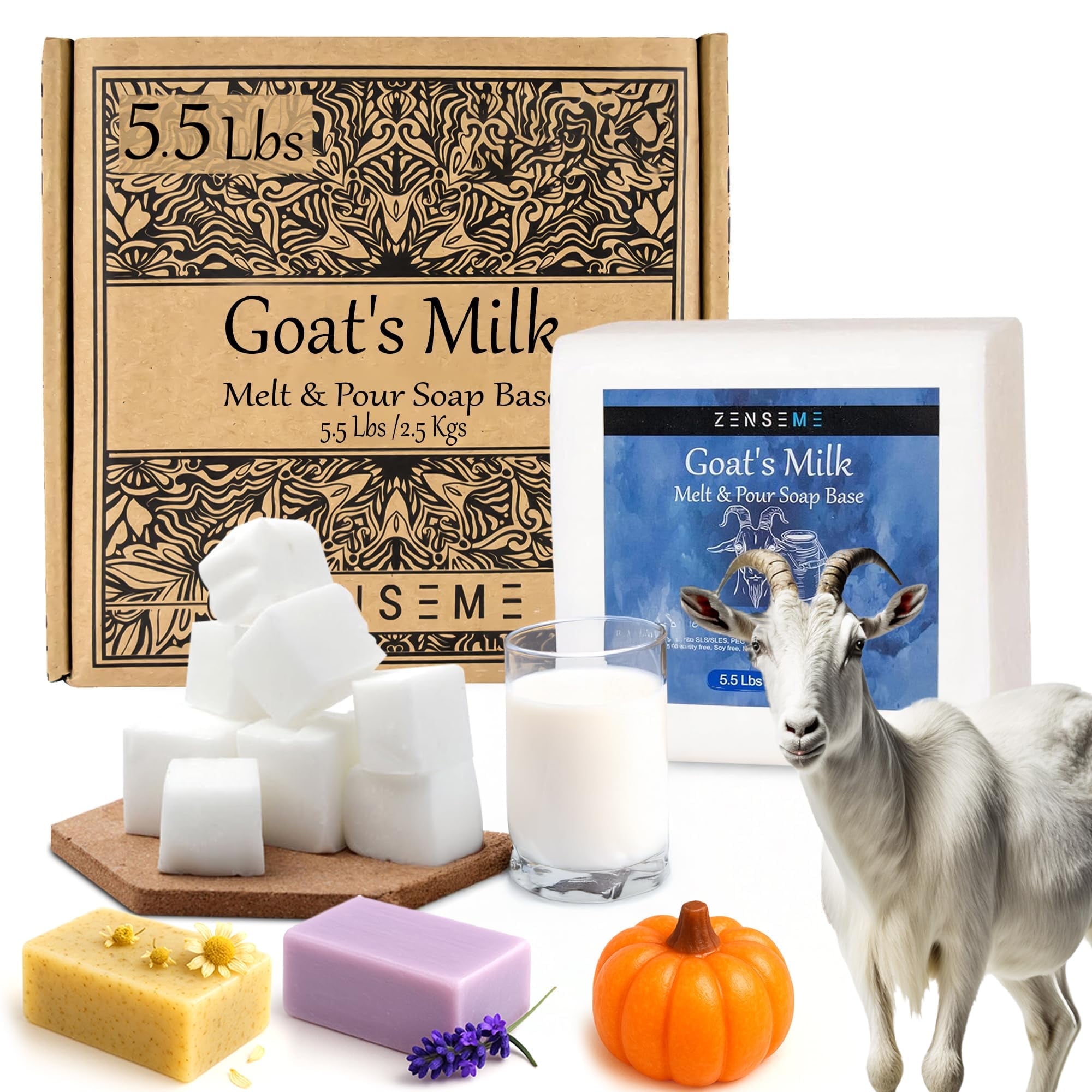 ZenseMe Goats Milk Soap Base 5.5 LBS Melt and Pour Supplies Kit SLS ...