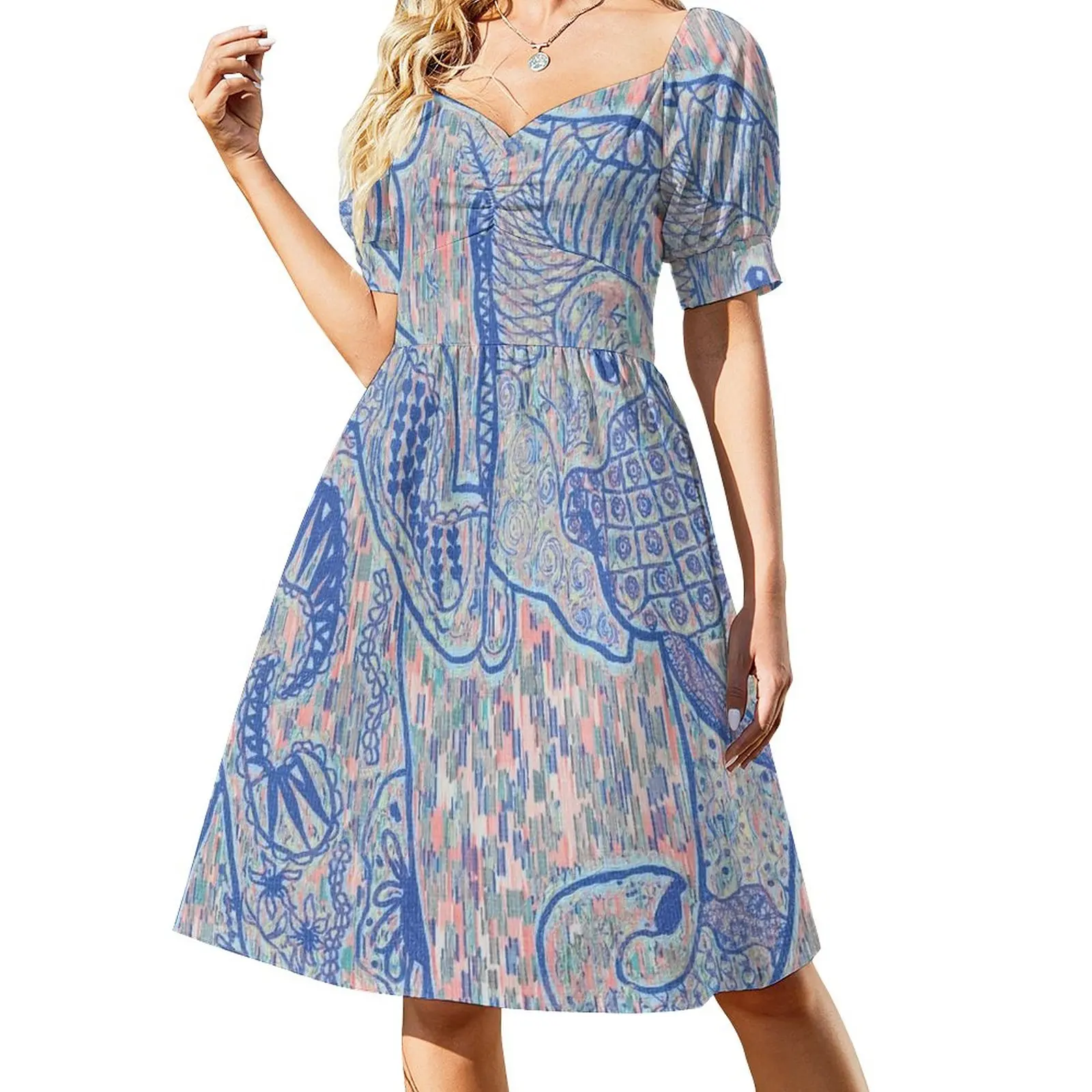 Zentangle Elephant In Pastel Sleeveless Dress Women's summer skirt prom ...