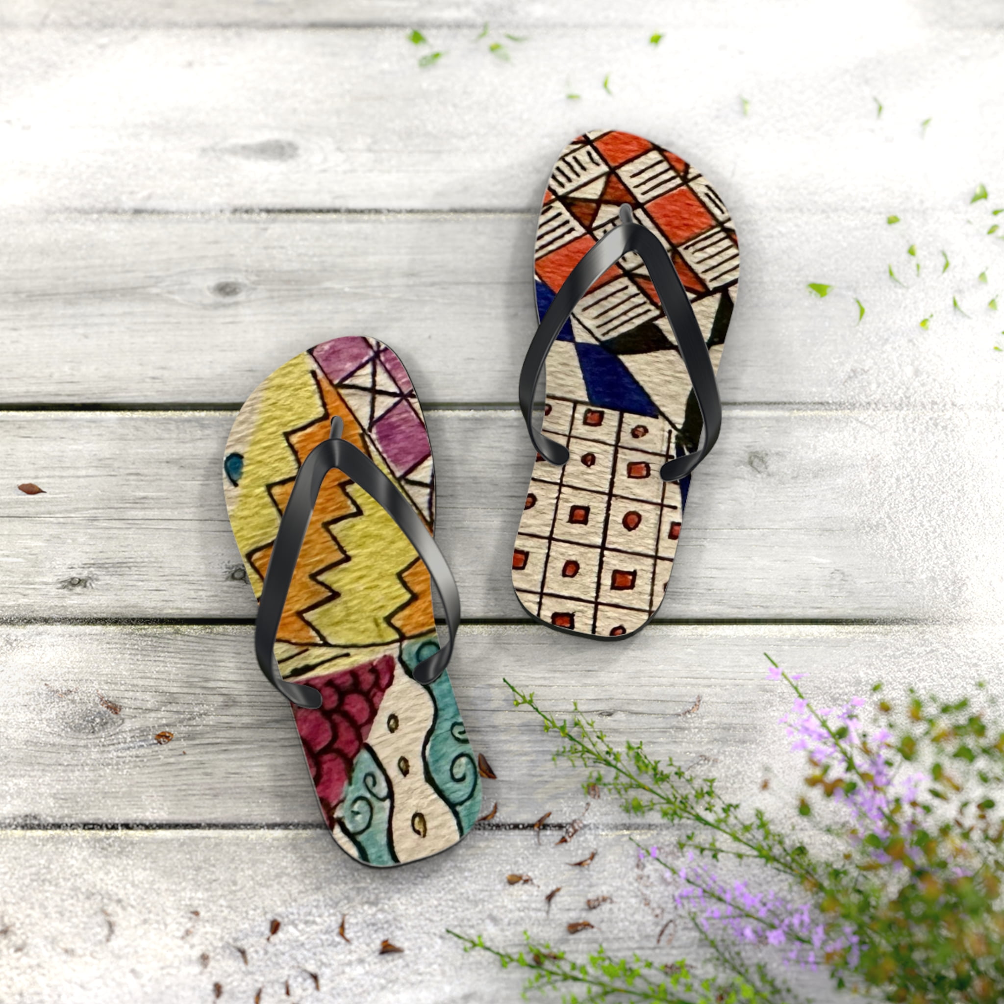 Zentangle Flip Flops - Walmart.com
