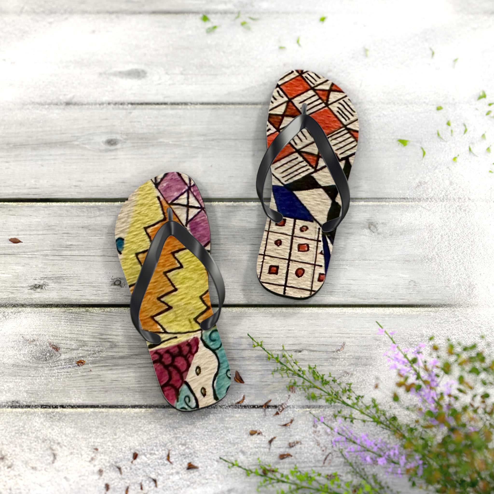 Zentangle Flip Flops - Walmart.com